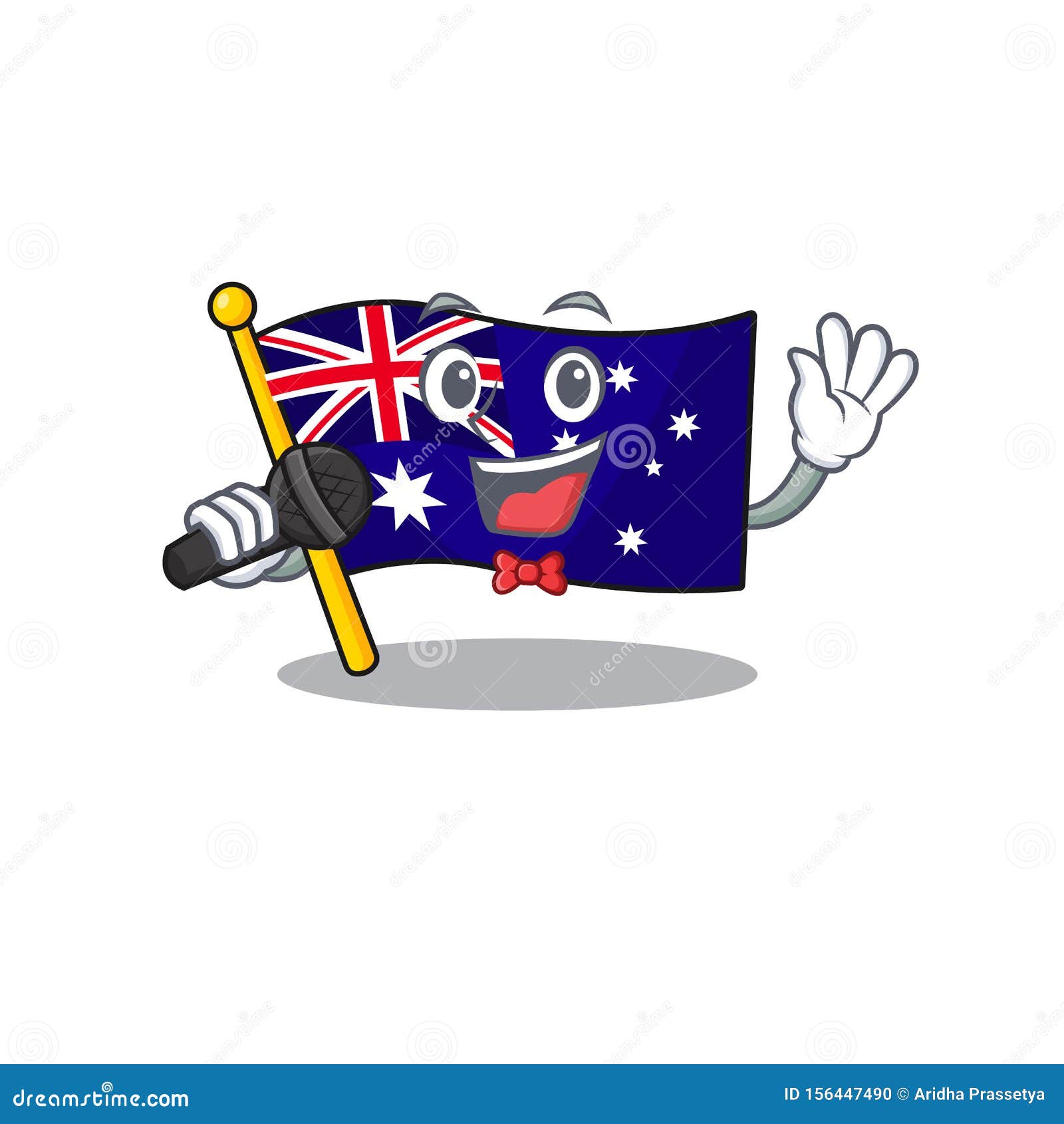 Singing Flag Australia in the Character Shape Stock Vector ...
