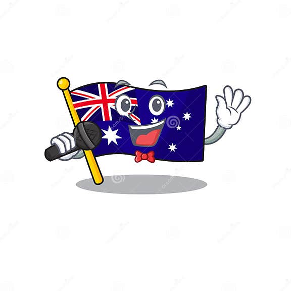 Singing Flag Australia in the Character Shape Stock Vector ...