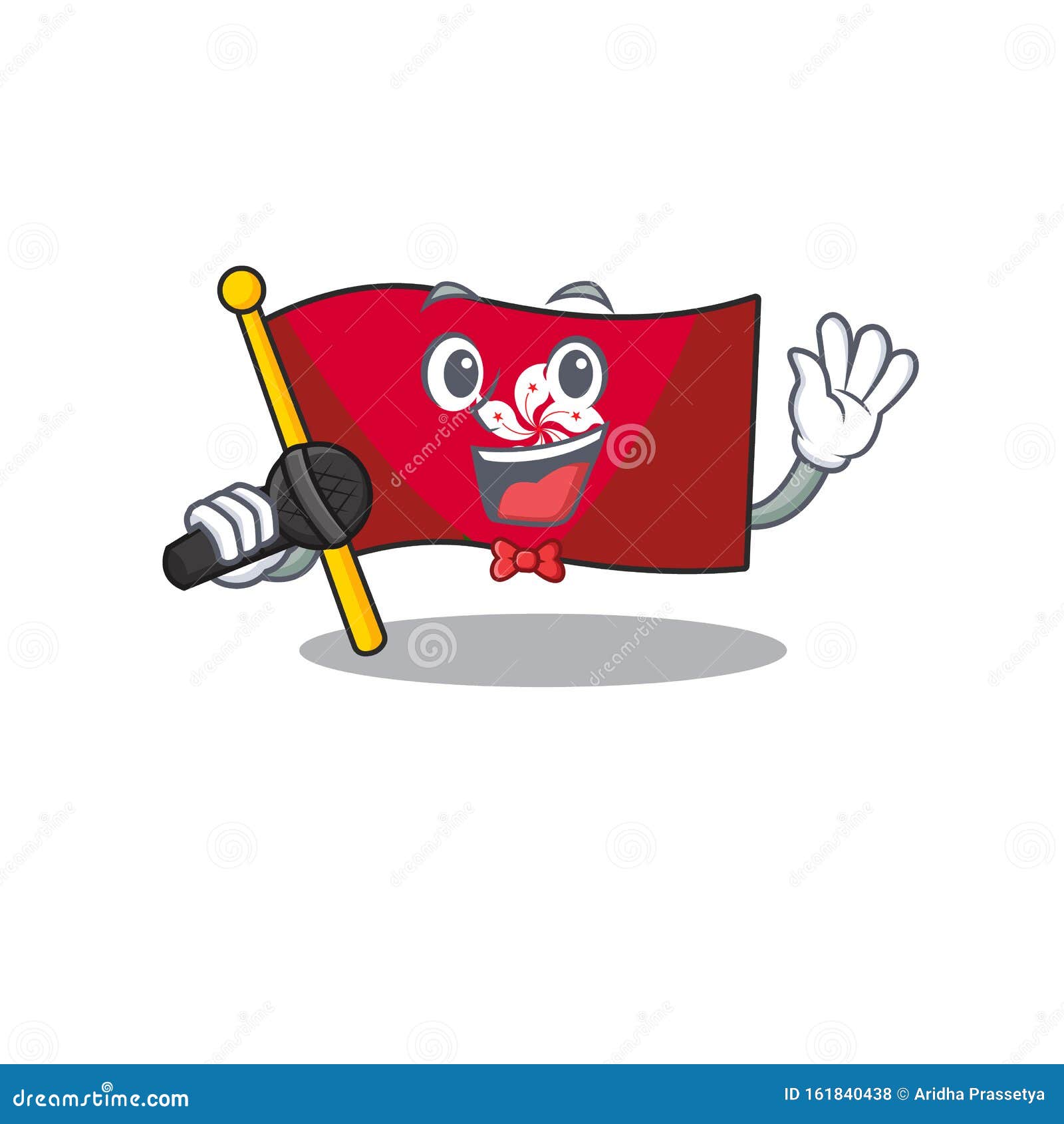 Singing Flag Hongkong Character with Cartoon Shape Stock Vector ...