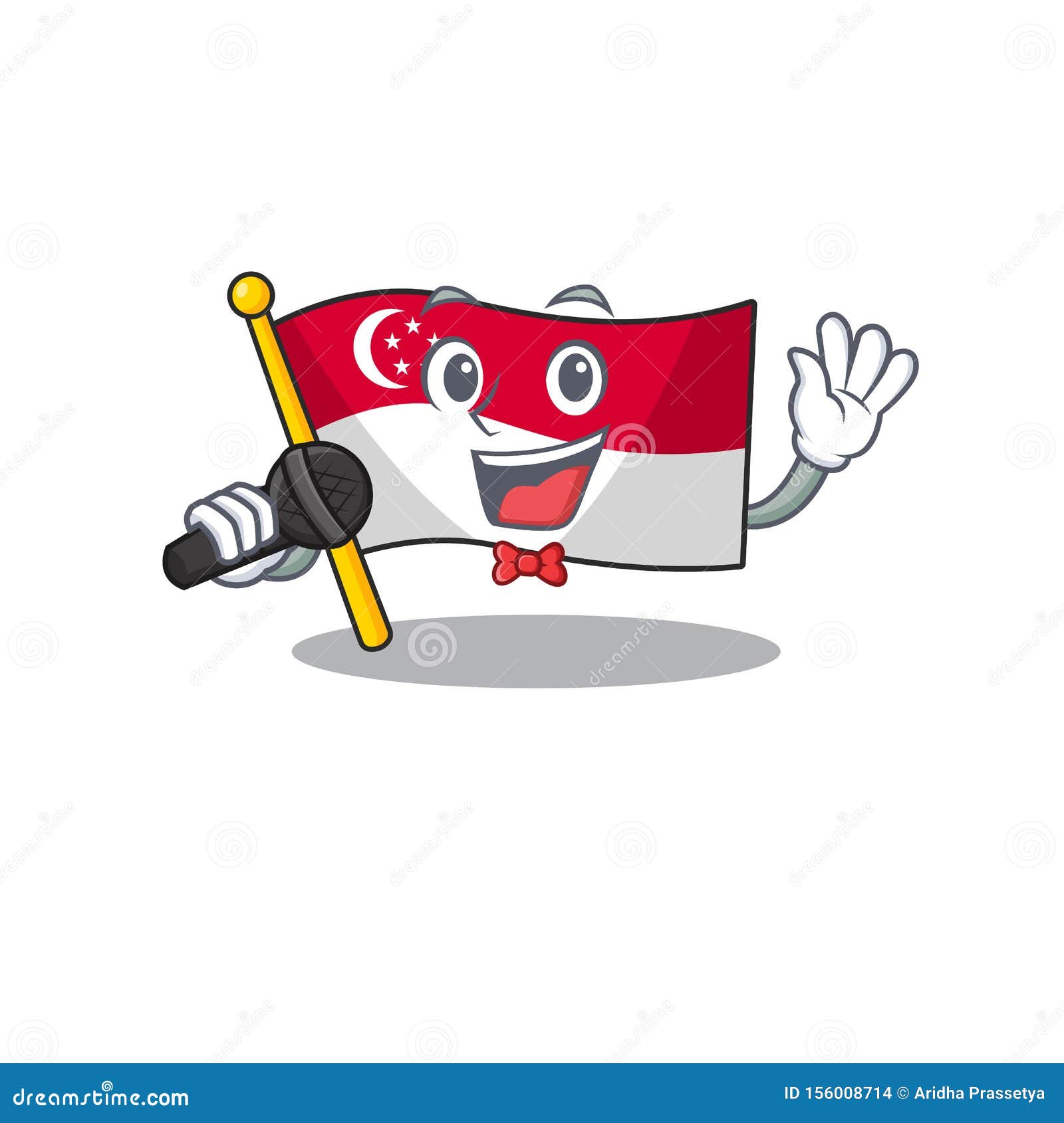 Singing Flag Singapore Isolated with the Character Stock Vector ...