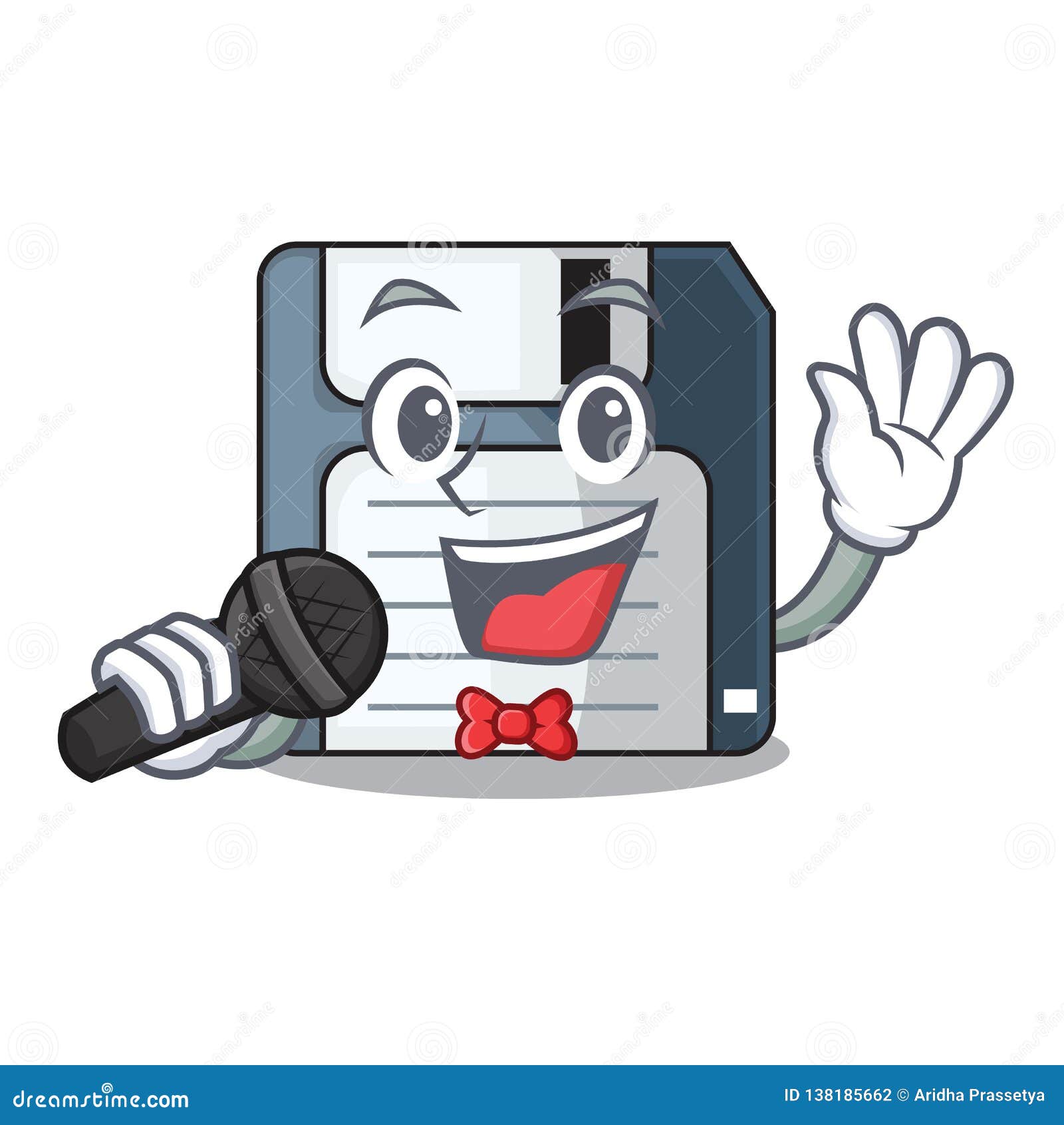 Singing Floppy Disk in the Character Funny Stock Vector - Illustration ...