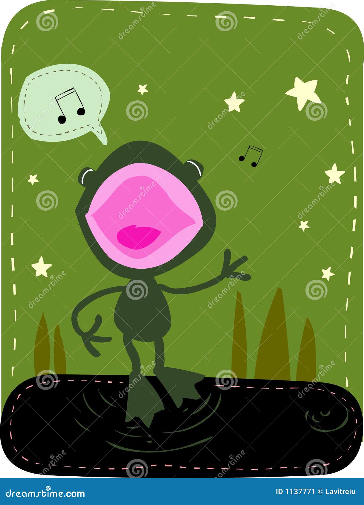 Singing Frog stock vector. Illustration of nature, nocturn - 1137771