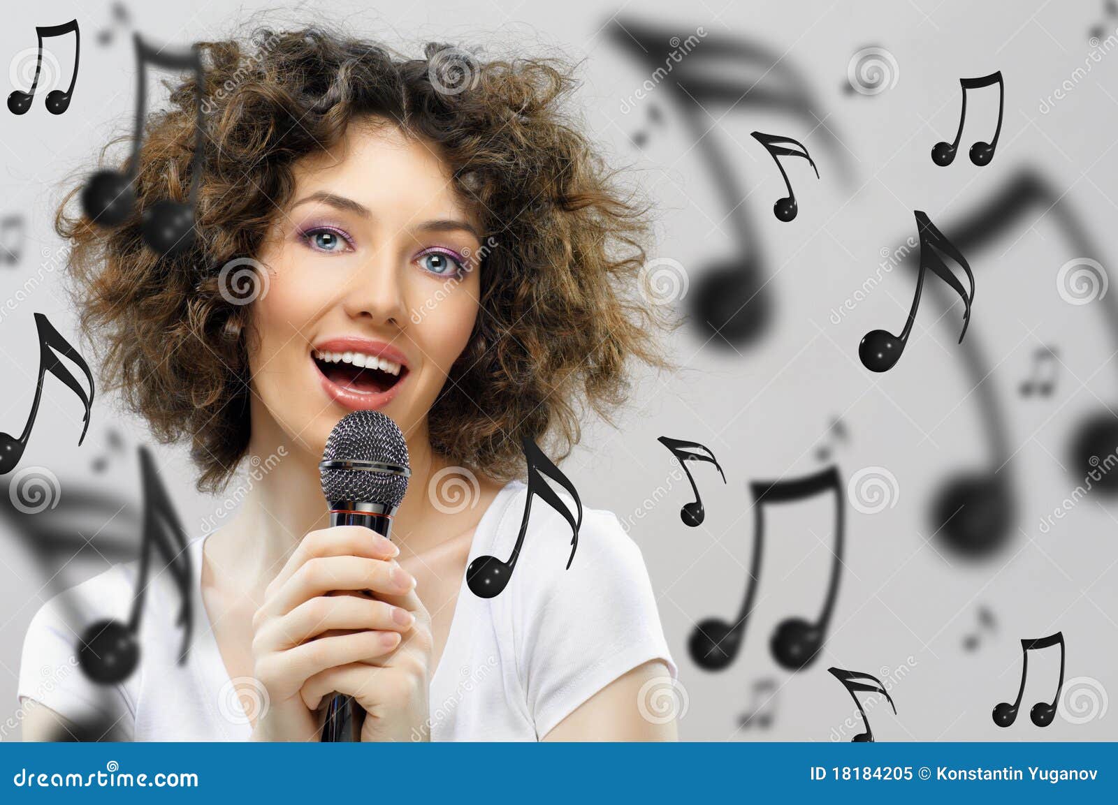 Singing girl stock image. Image of music, note, face - 18184205