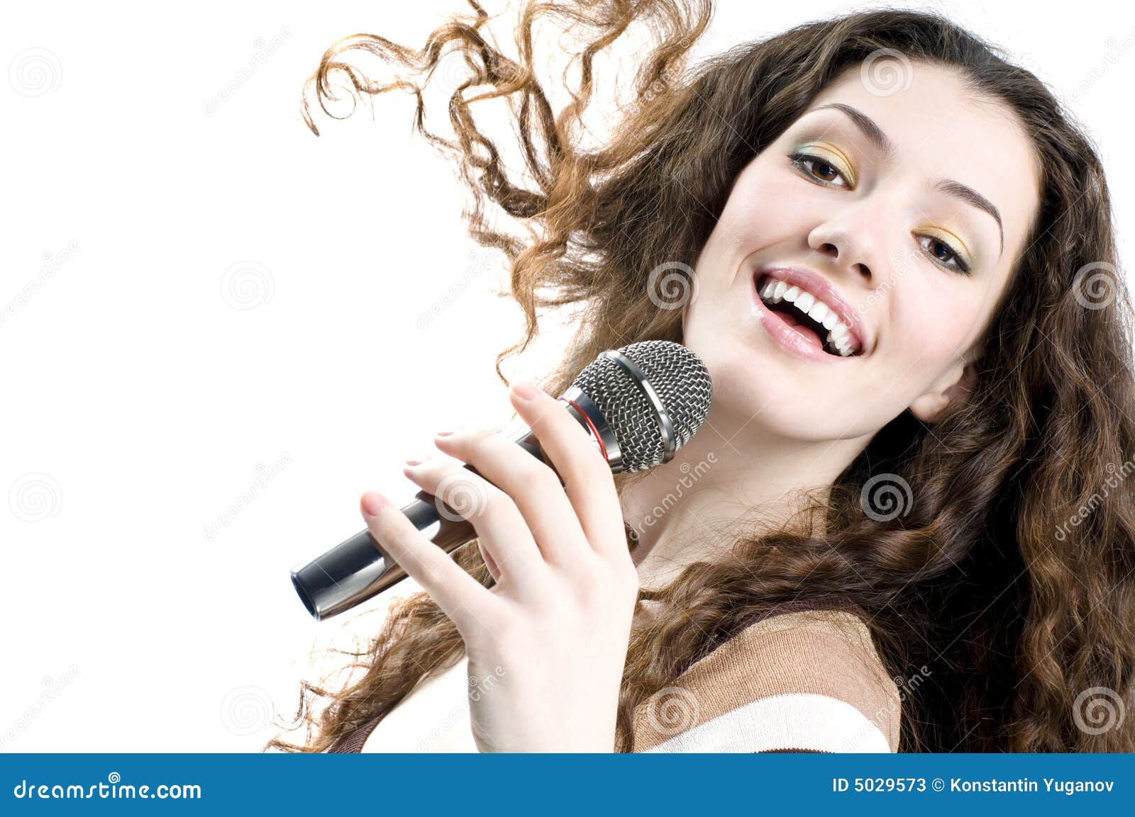 Singing girl stock image. Image of equipment, karaoke - 5029573