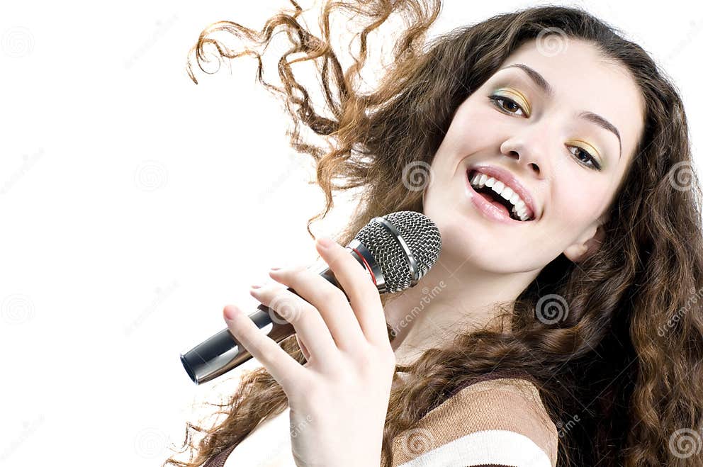 Singing girl stock image. Image of equipment, karaoke - 5029573