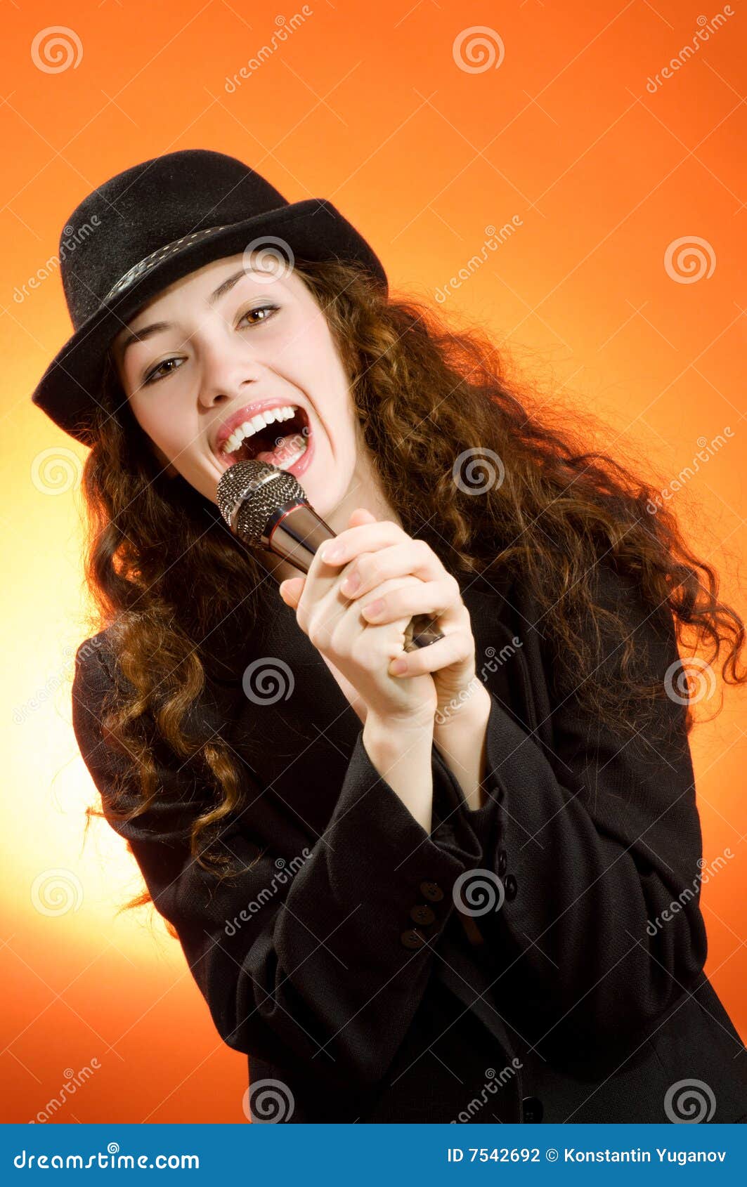 Singing girl stock photo. Image of karaoke, equipment - 7542692