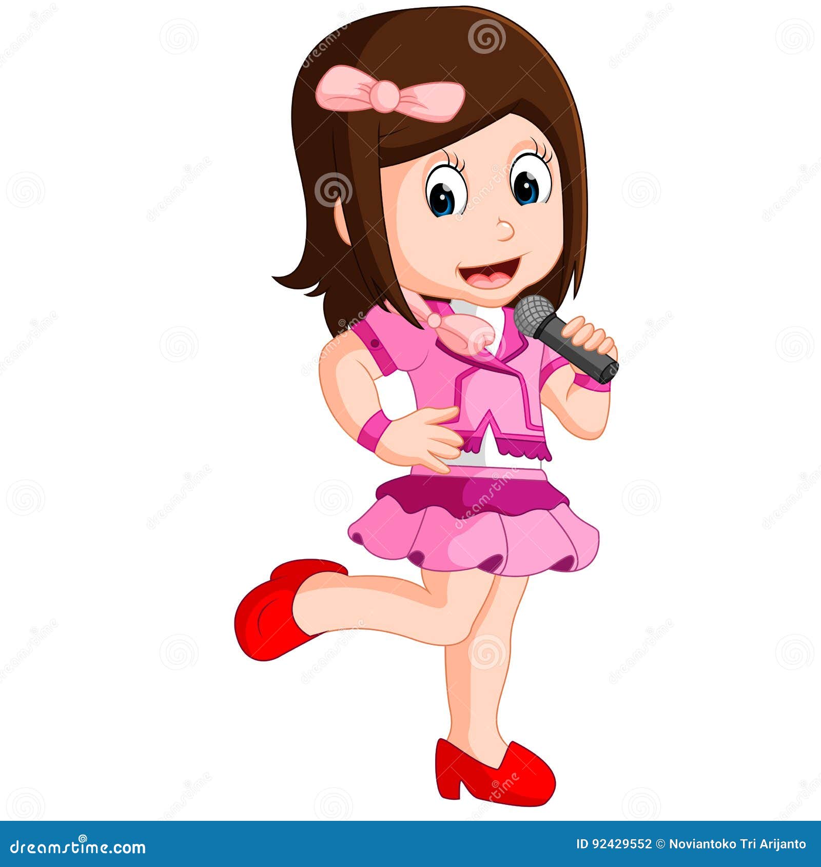 Singing Girl. Pop Singer Vector Illustration Flat Cartoon Illustration ...
