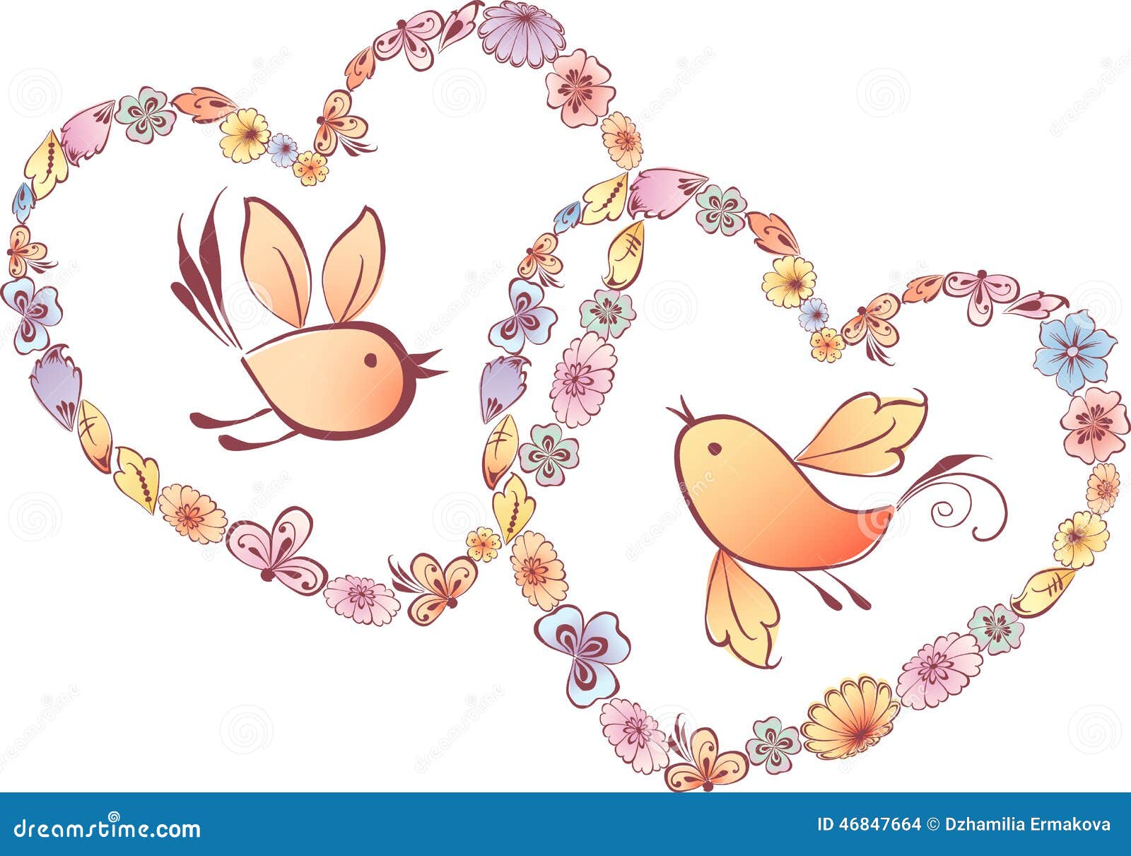 Singing hearts stock vector. Illustration of hand, drawing - 46847664