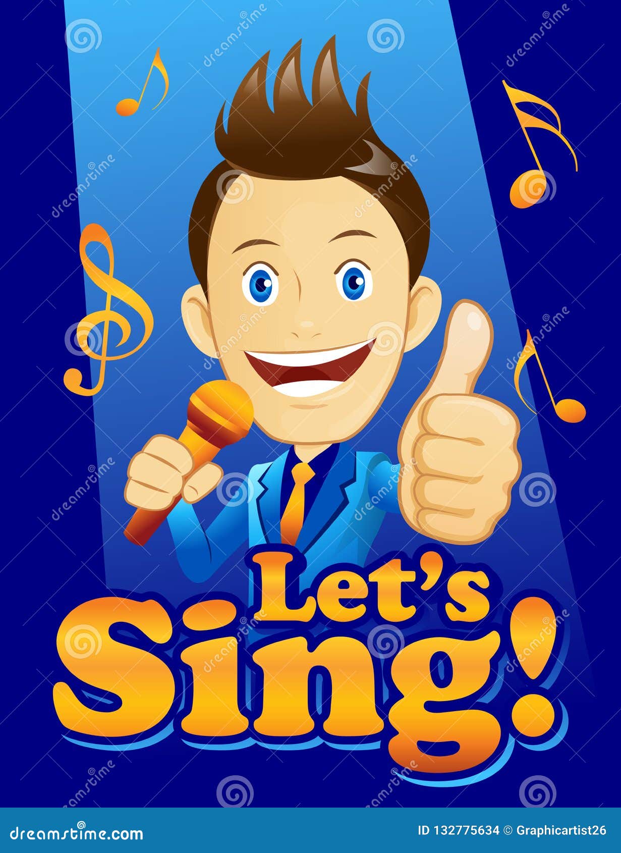 Let`s Sing! stock vector. Illustration of gold, thumbs - 132775634