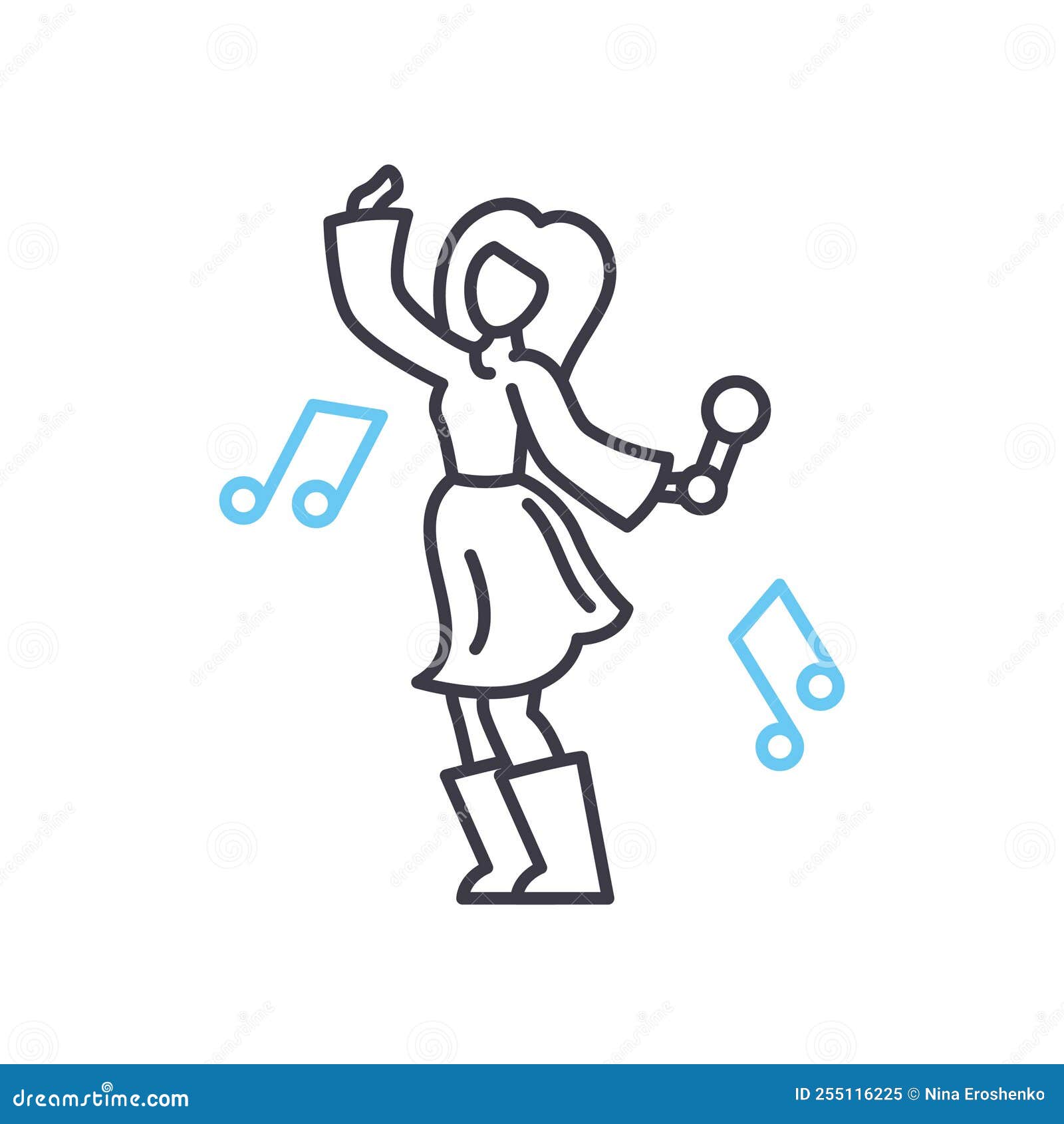 Singing Line Icon, Outline Symbol, Vector Illustration, Concept Sign ...