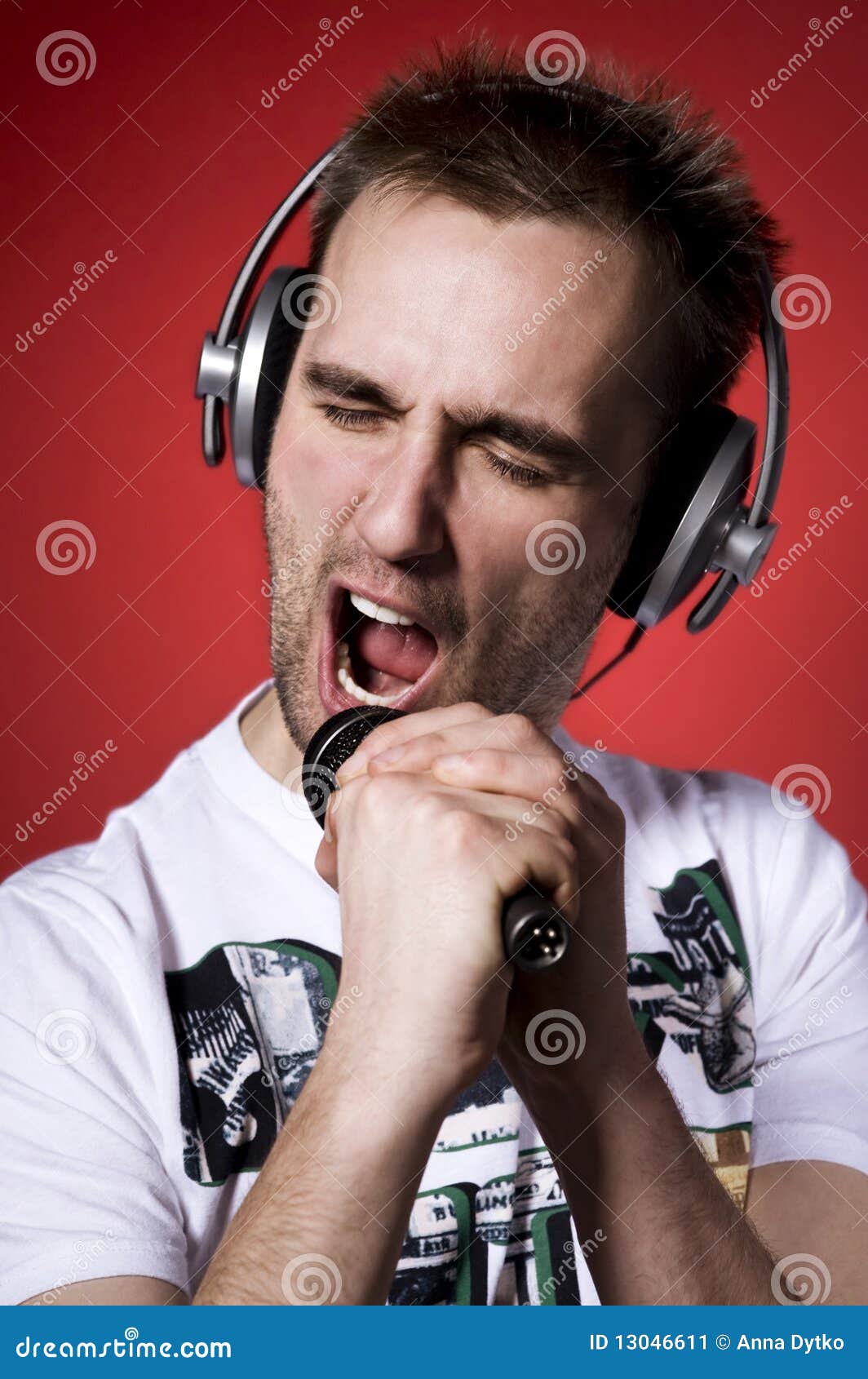 Singing man stock image. Image of listening, attractive - 13046611