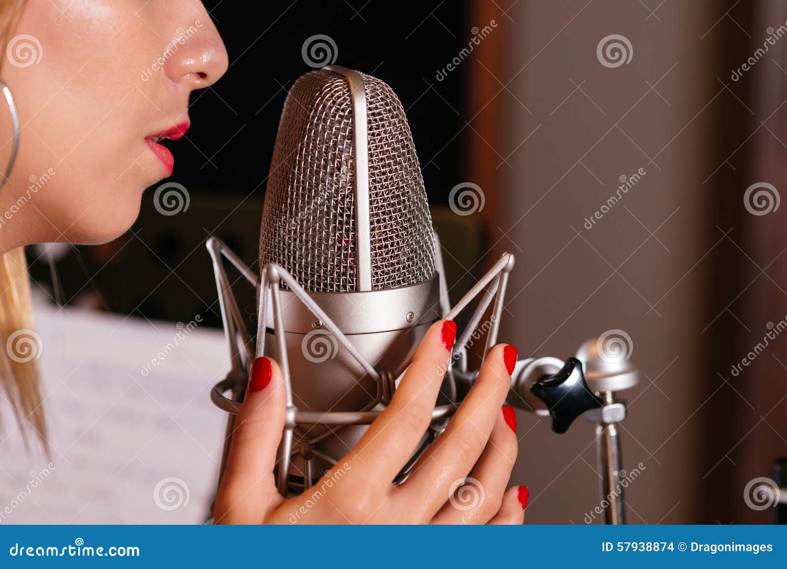 Singing with microphone stock photo. Image of album, microphone - 57938874