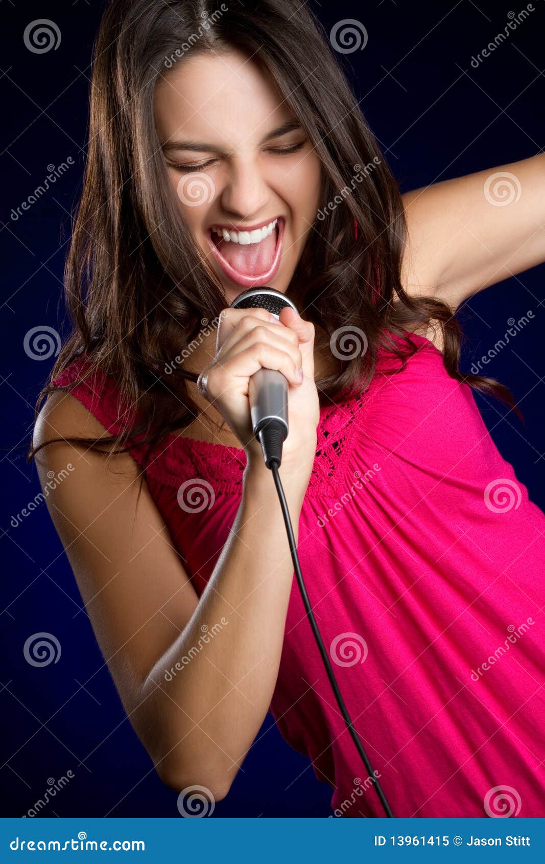 Singing Microphone Girl Royalty Free Stock Photo - Image: 13961415