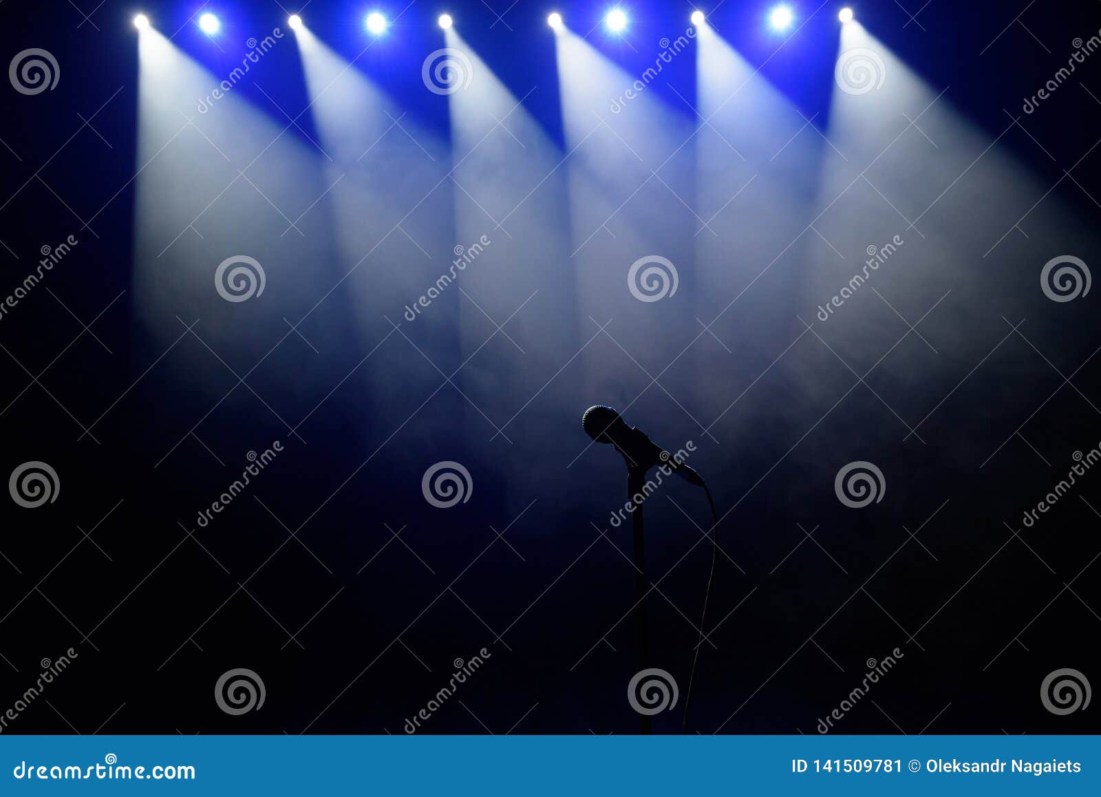 Singing Microphone Ready for Singer. Live Music Background. Microphone ...