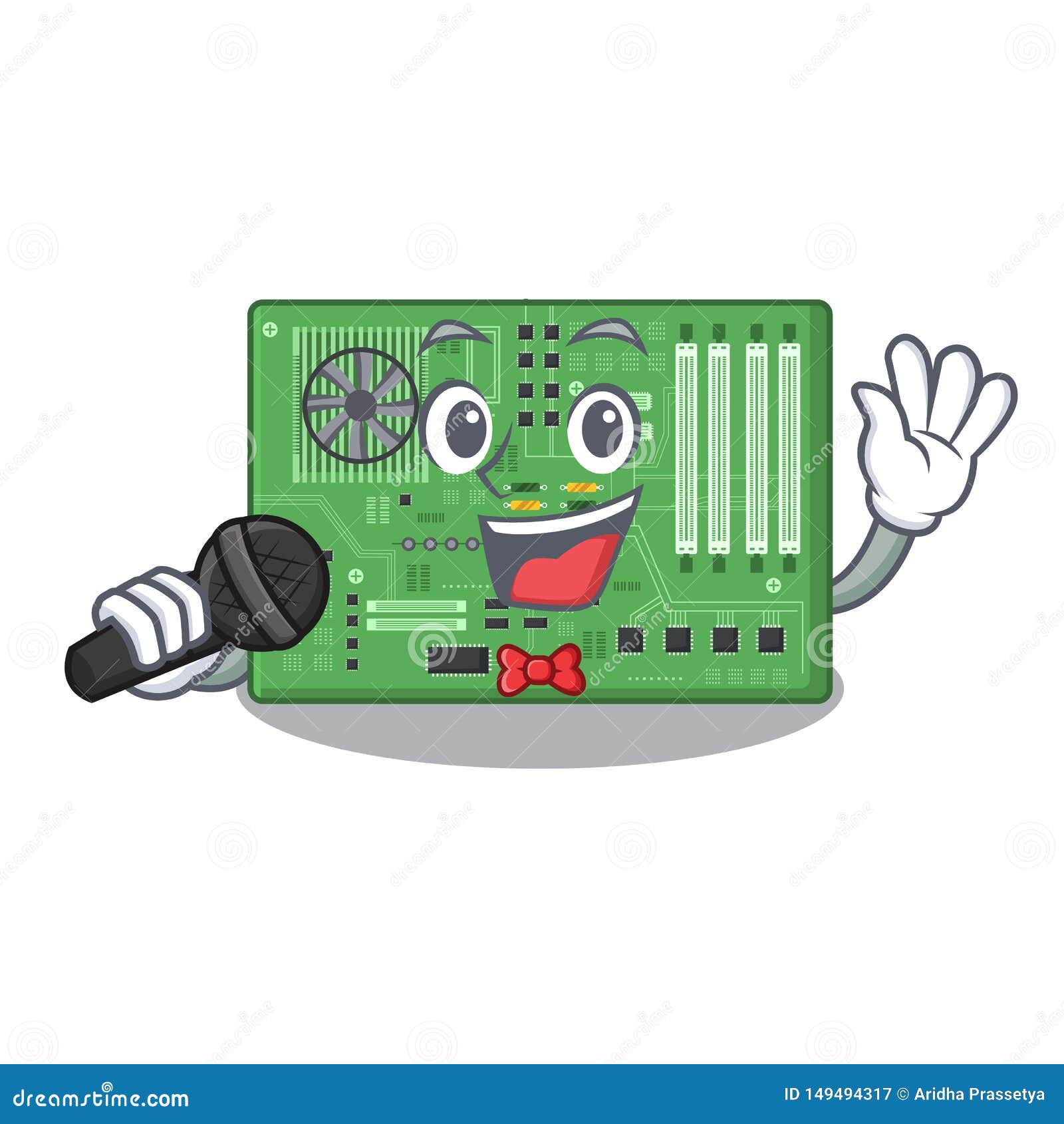 Singing Motherboard in the a Computer Cartoon Stock Vector ...
