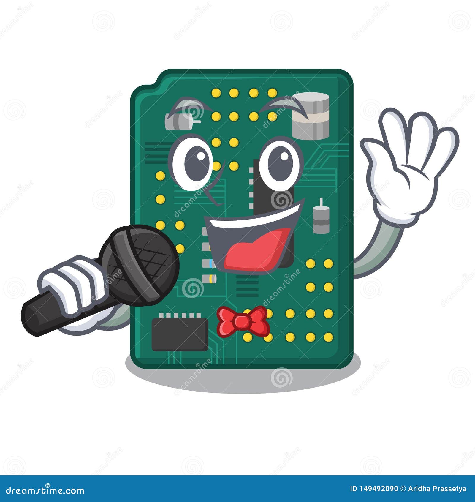 Singing PCB Circuit Board in PC Characters Stock Vector - Illustration ...