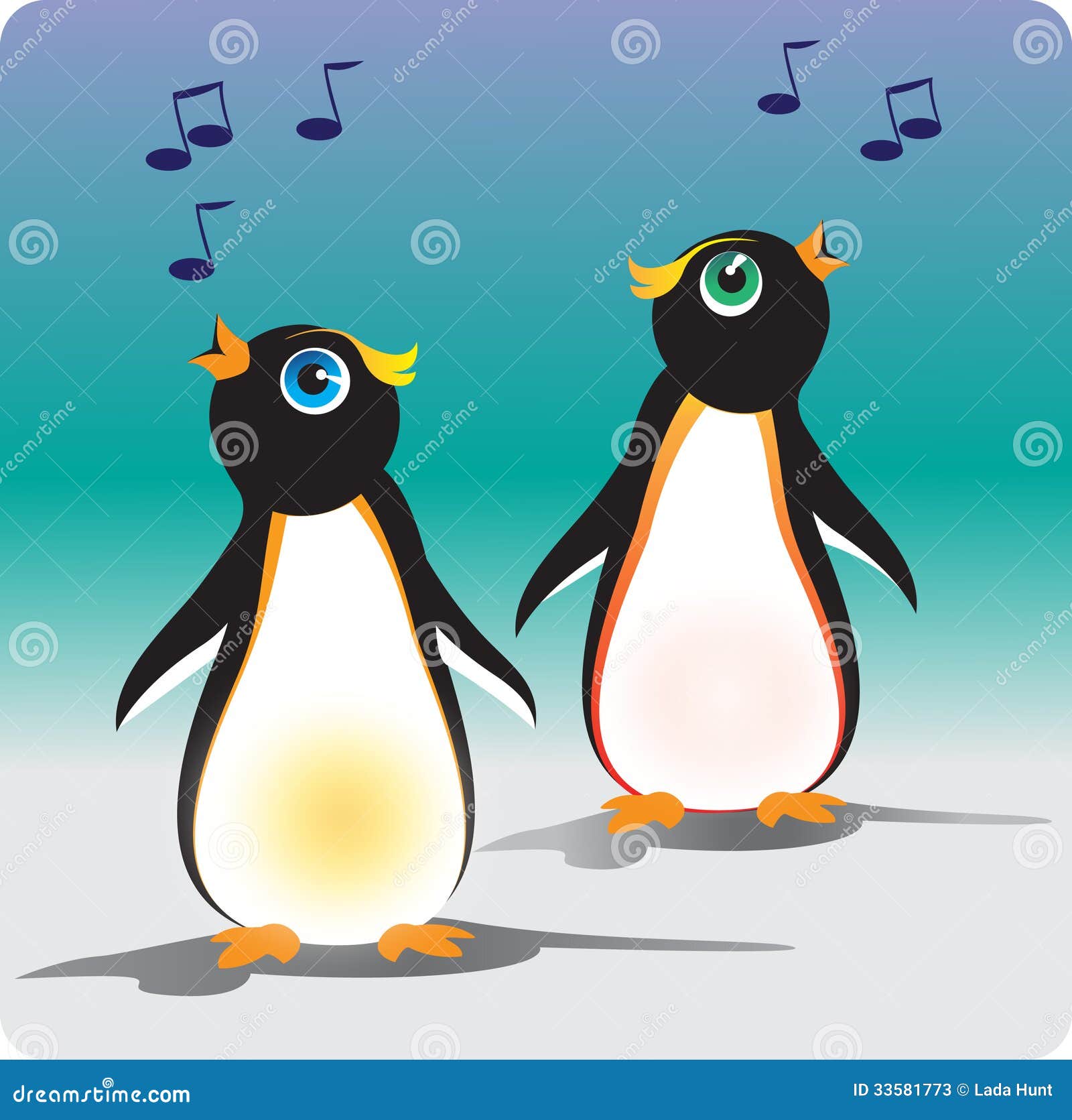 Singing Penguins stock illustration. Illustration of drawing - 33581773