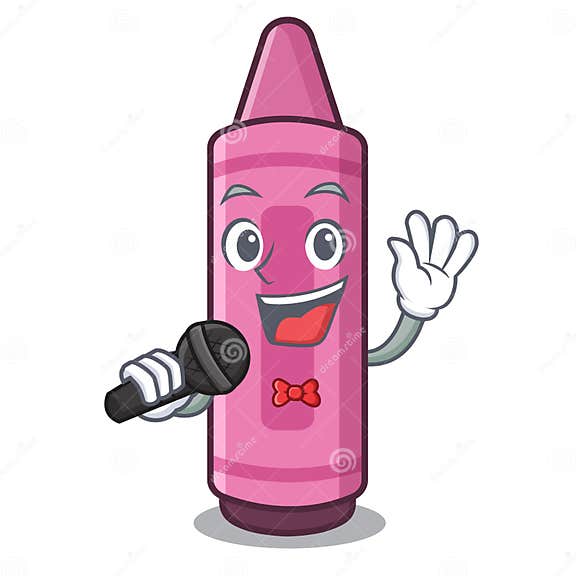 Singing Pink Crayons in the Character Shape Stock Vector - Illustration ...