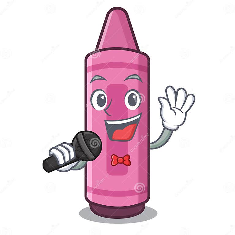 Singing Pink Crayons in the Character Shape Stock Vector - Illustration ...