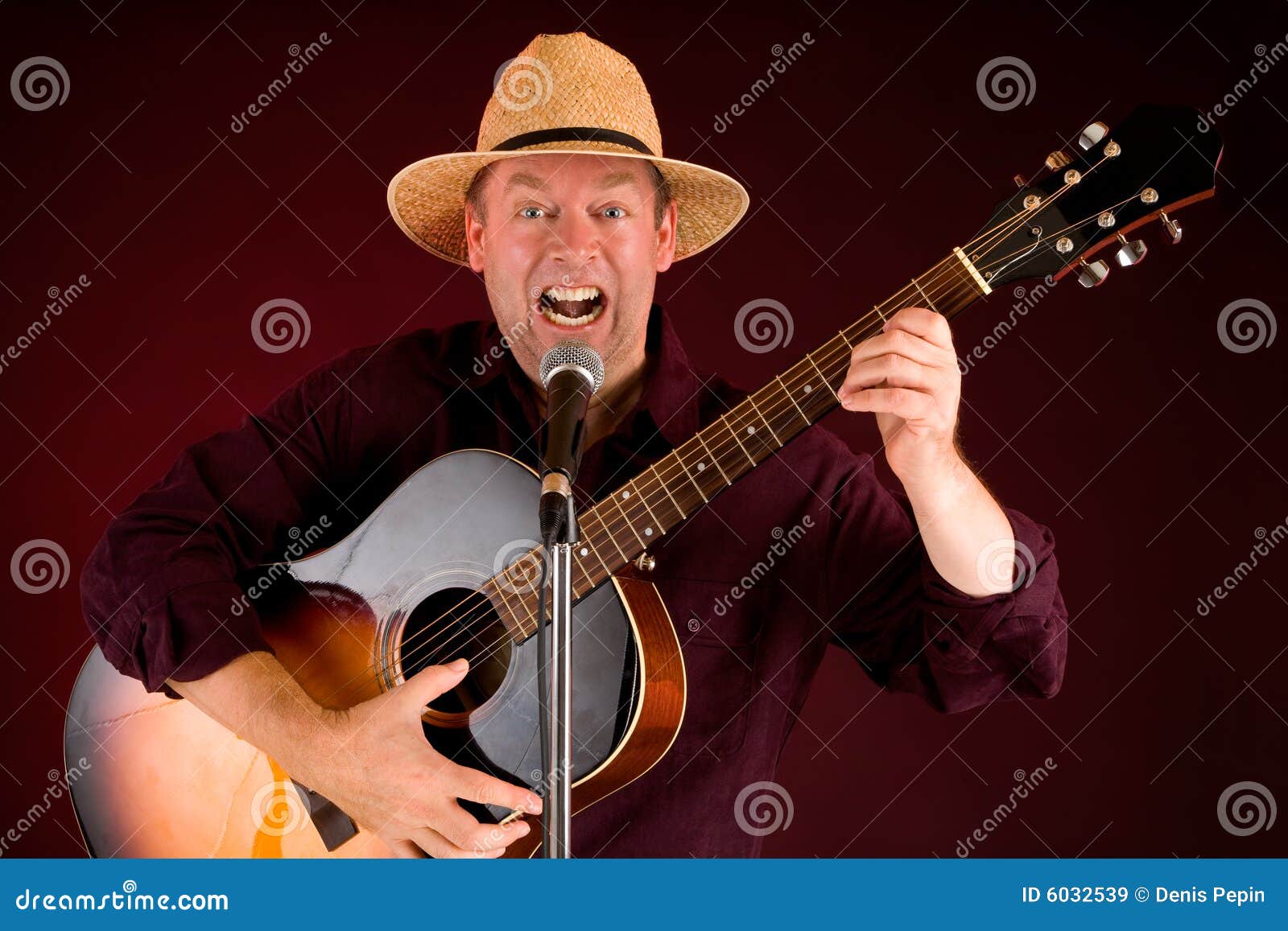 Singing and Playing Acoustic Guitar Stock Image - Image of adult ...