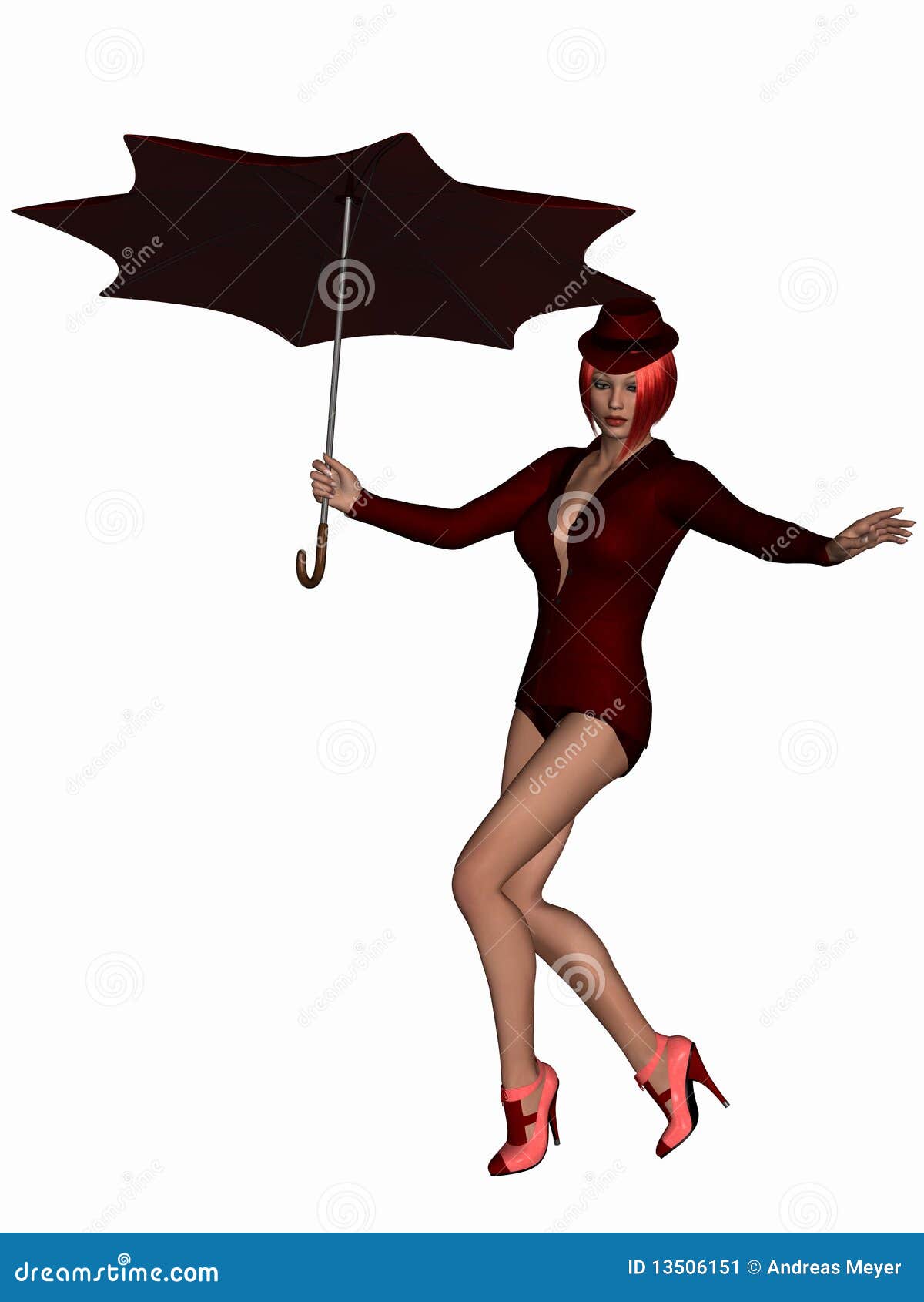 Singing in the Rain - Beauty with Umbrella Stock Illustration ...