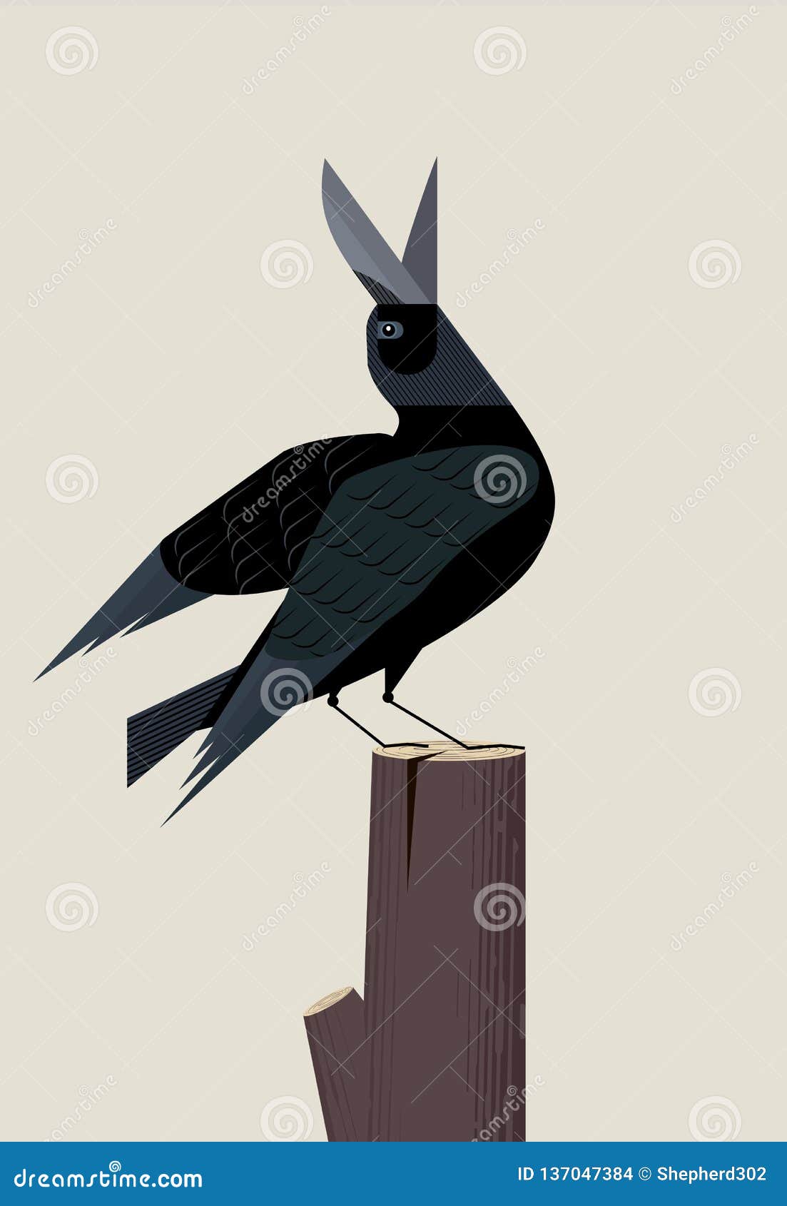 Singing raven stock vector. Illustration of call, enthusiasm - 137047384