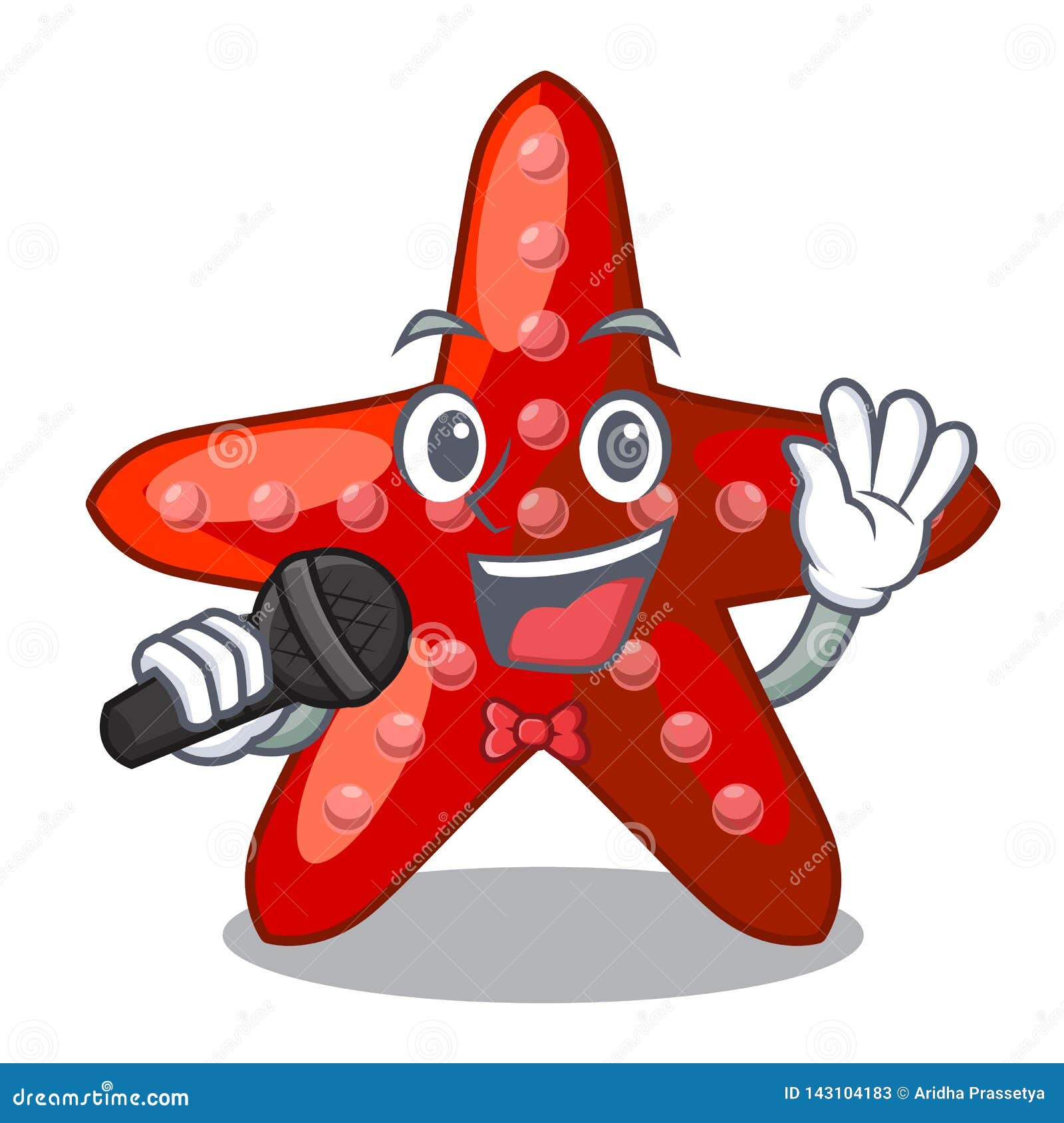 Singing Red Starfish in the Cartoon Shape Stock Vector - Illustration ...
