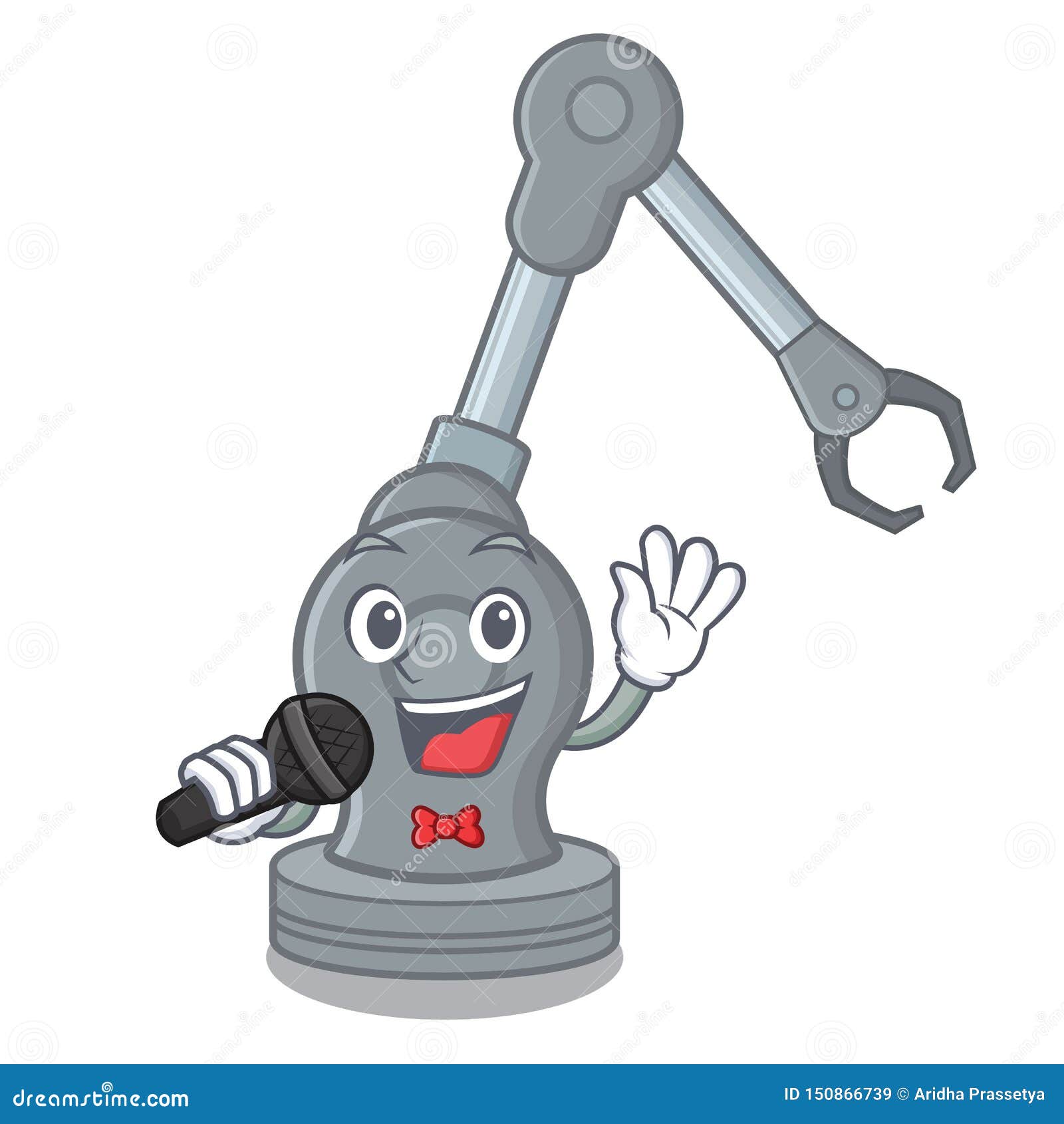 Singing Robotic Arm Machine in the Mascot Stock Vector - Illustration ...