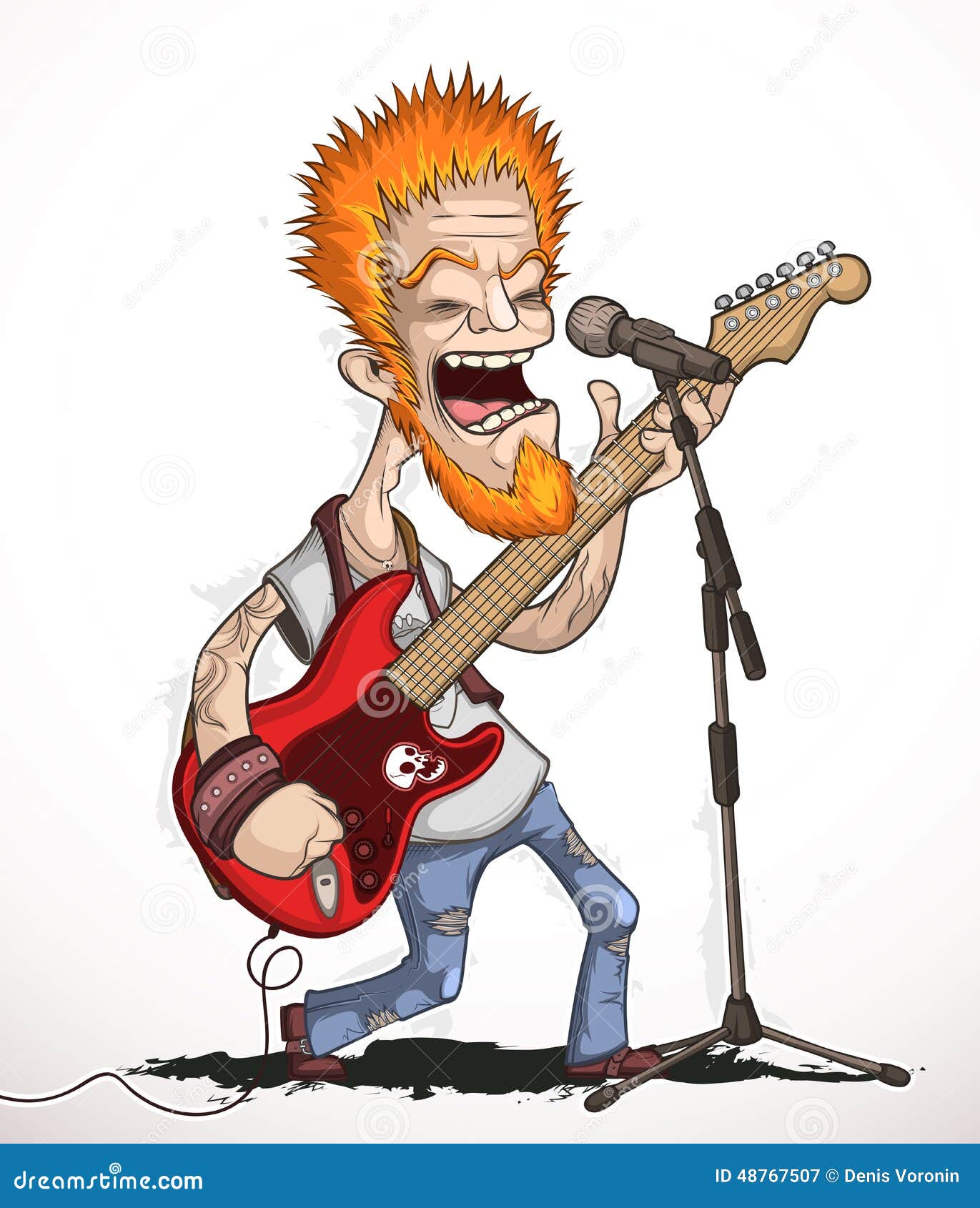 Rock Guitarist Breaks His Guitar On Stage Cartoon Vector ...