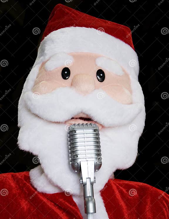 Singing Santa stock photo. Image of isolated, mike, white - 11397676