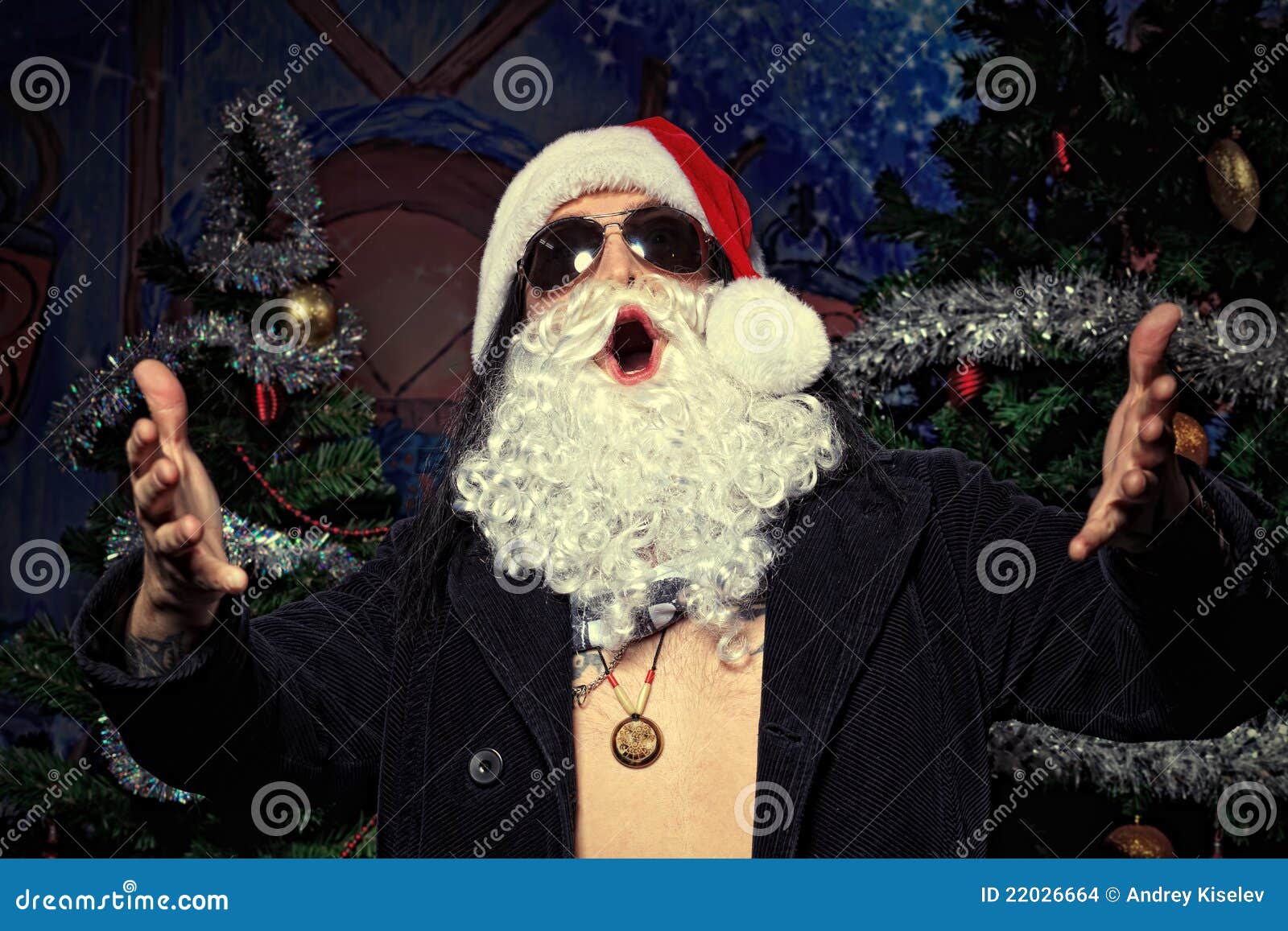 Singing santa stock photo. Image of expressive, cool - 22026664