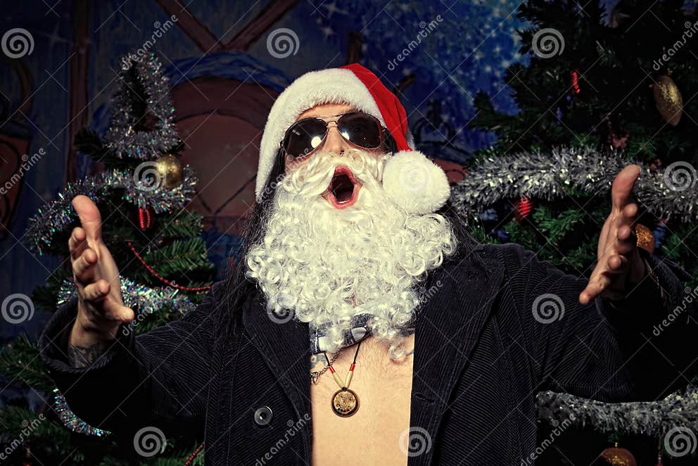 Singing santa stock photo. Image of expressive, cool - 22026664