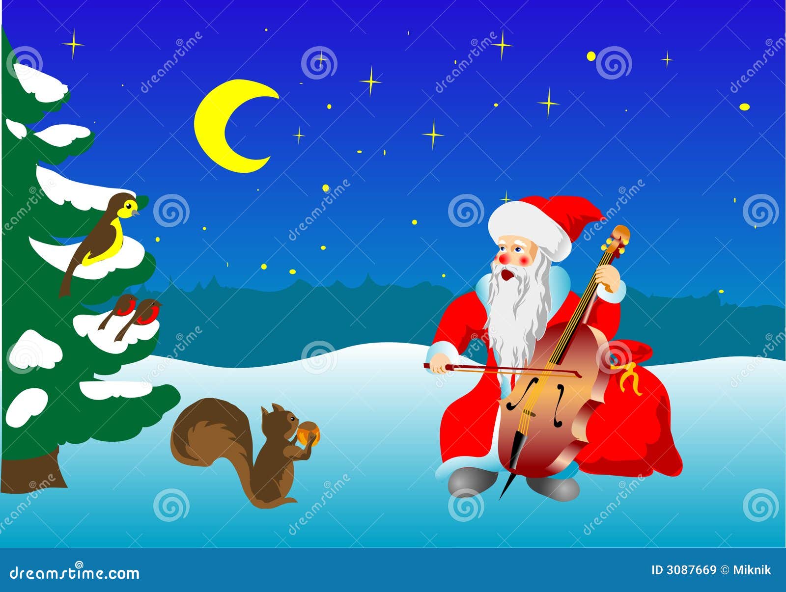 Singing Santa stock vector. Illustration of snowflake - 3087669