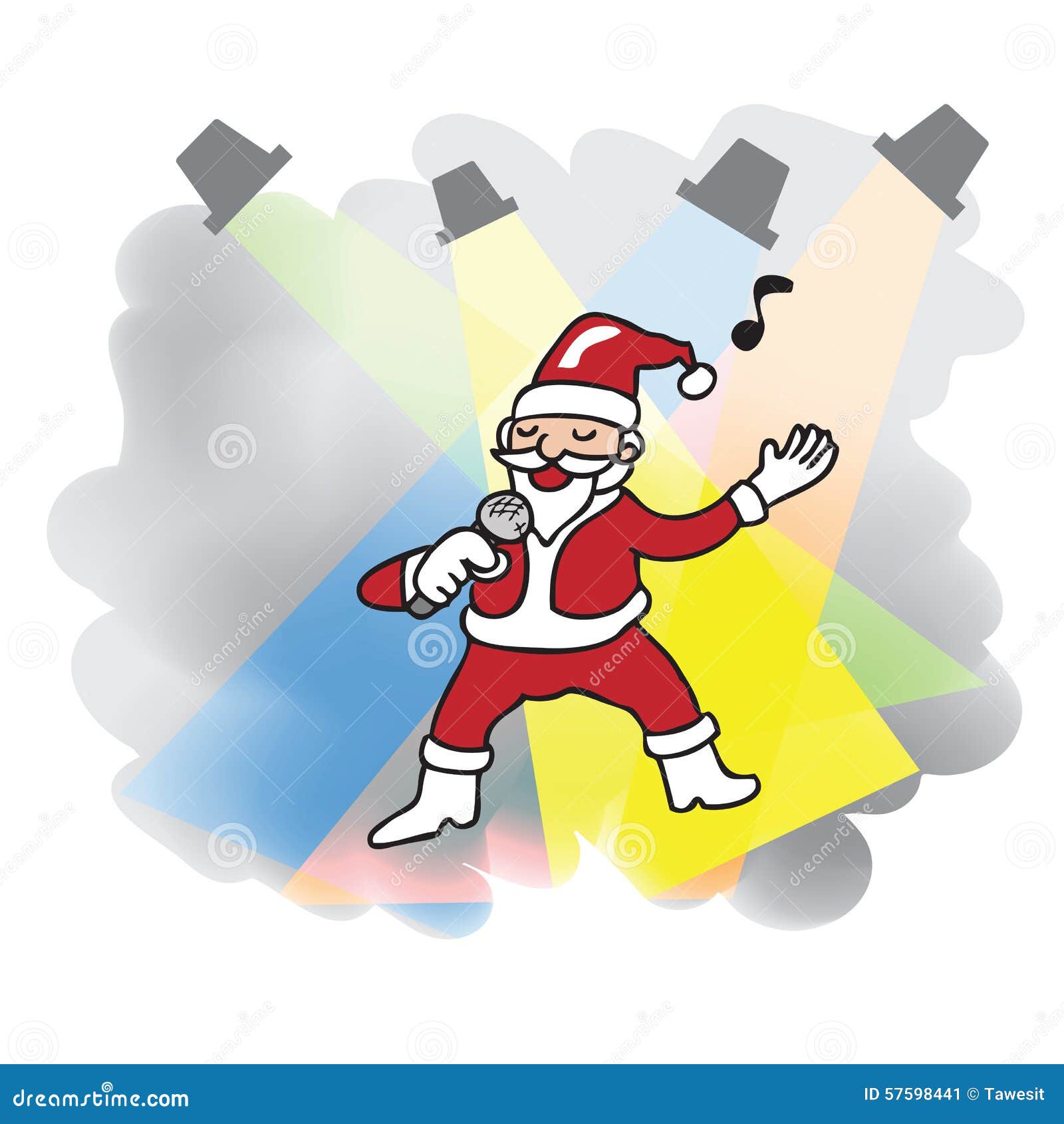 Singing Santa Christmas stock vector. Illustration of dancing - 57598441