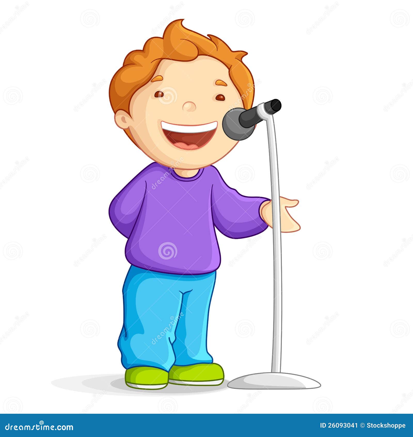 Kids Singing With Microphone Clipart