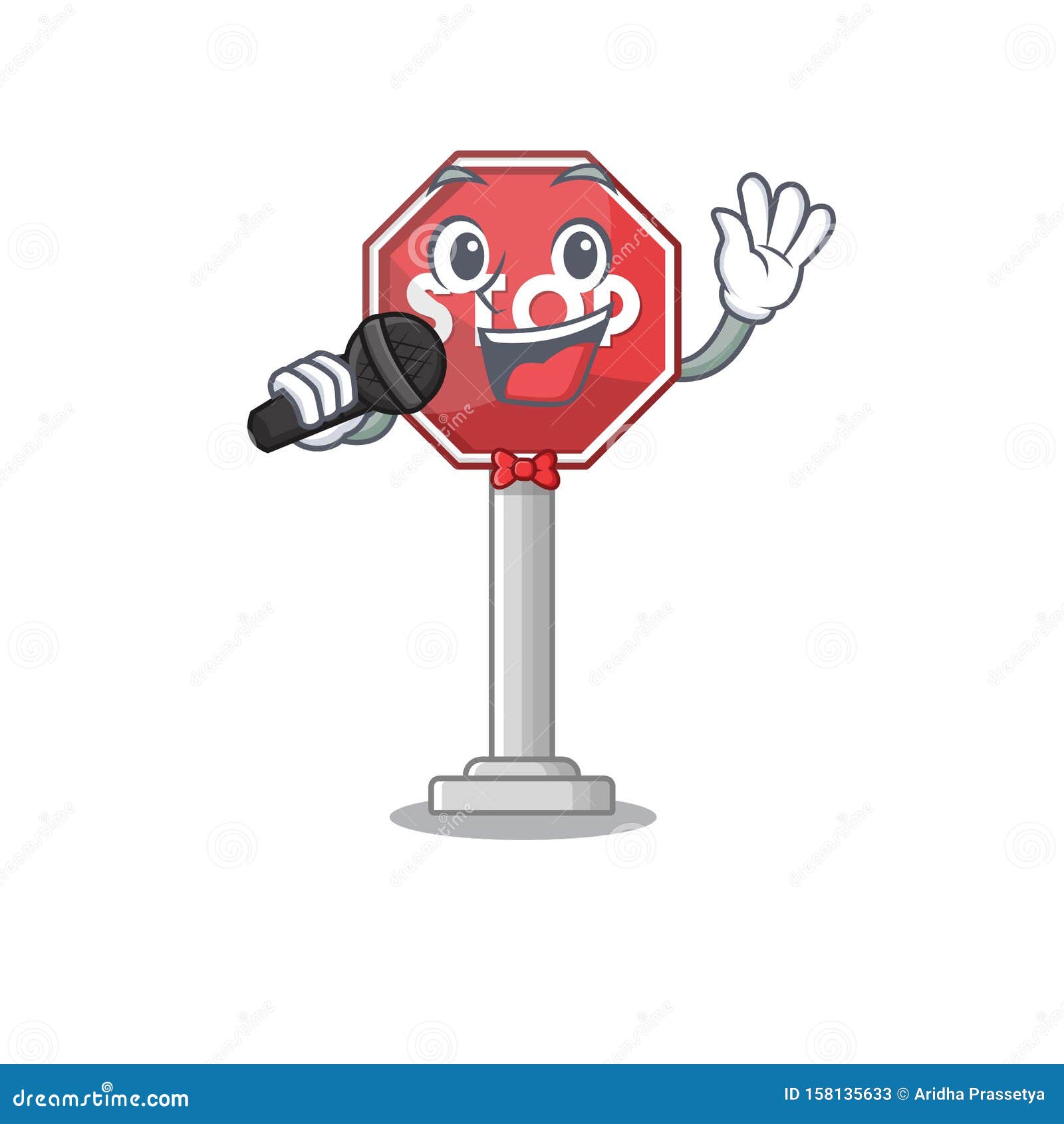 Singing Sign Stop with the Mascot Shape Stock Vector - Illustration of ...