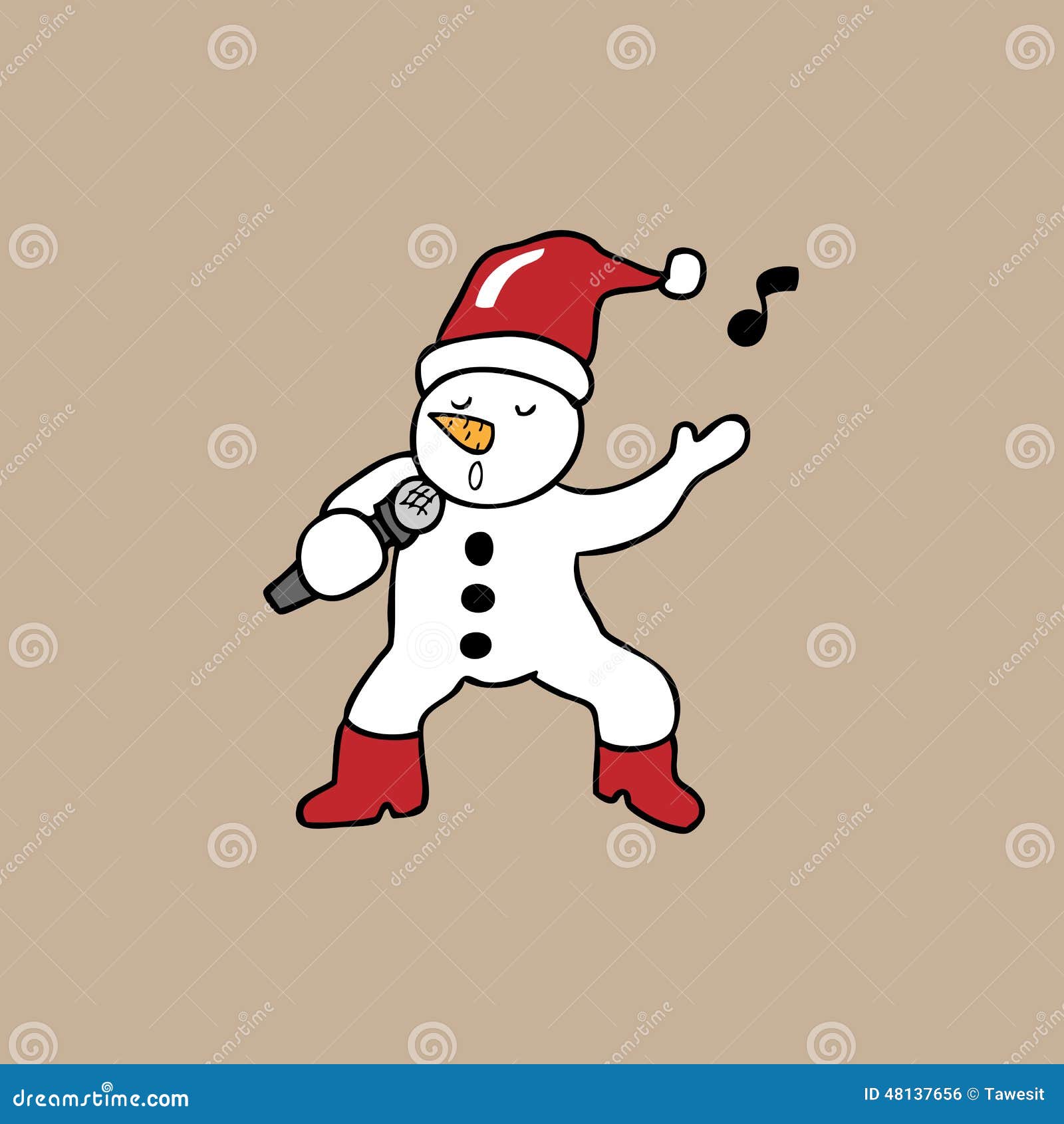Singing Snowman christmas stock vector. Illustration of seasonal - 48137656