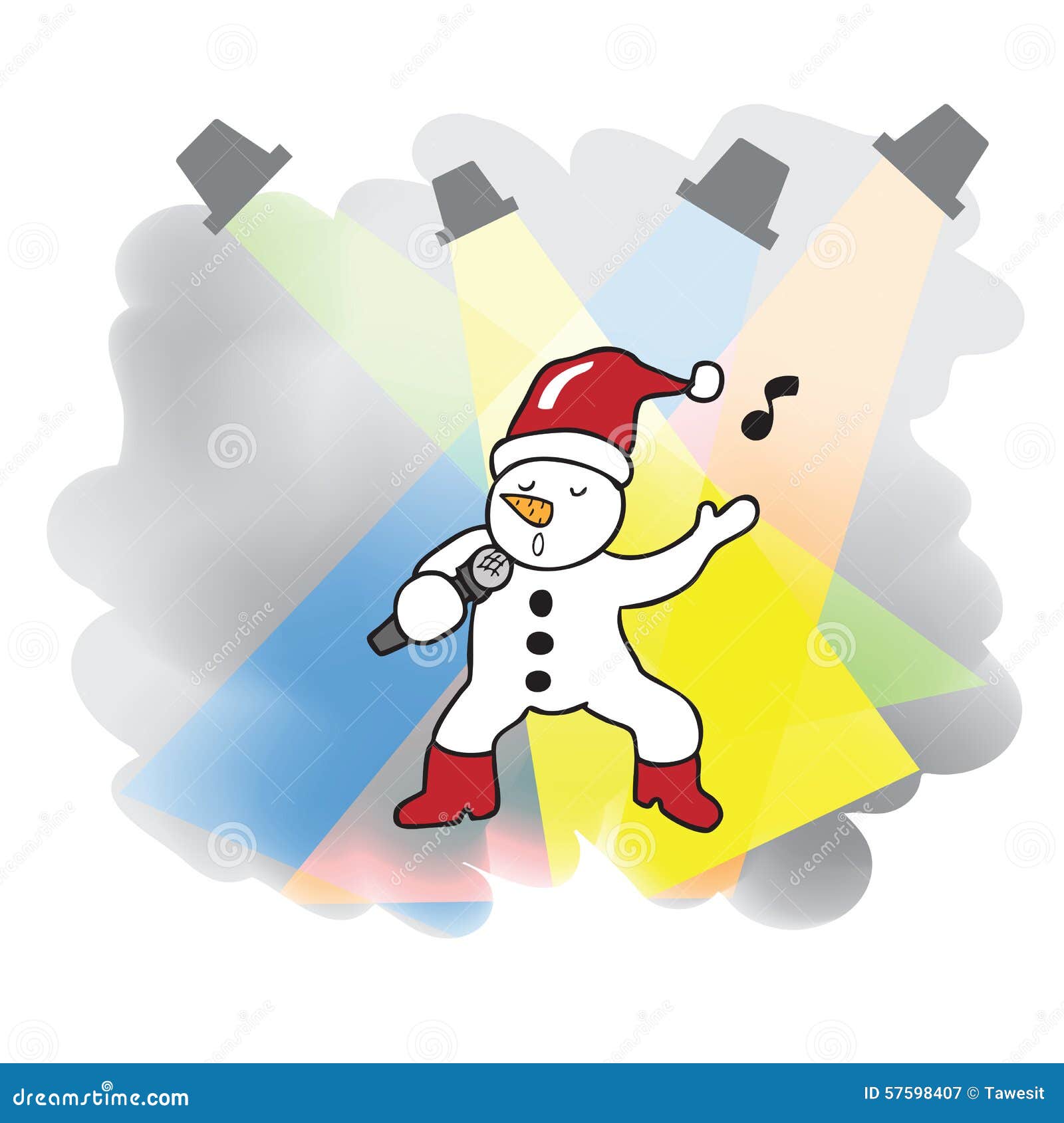 Singing Snowman christmas stock vector. Illustration of disco - 57598407