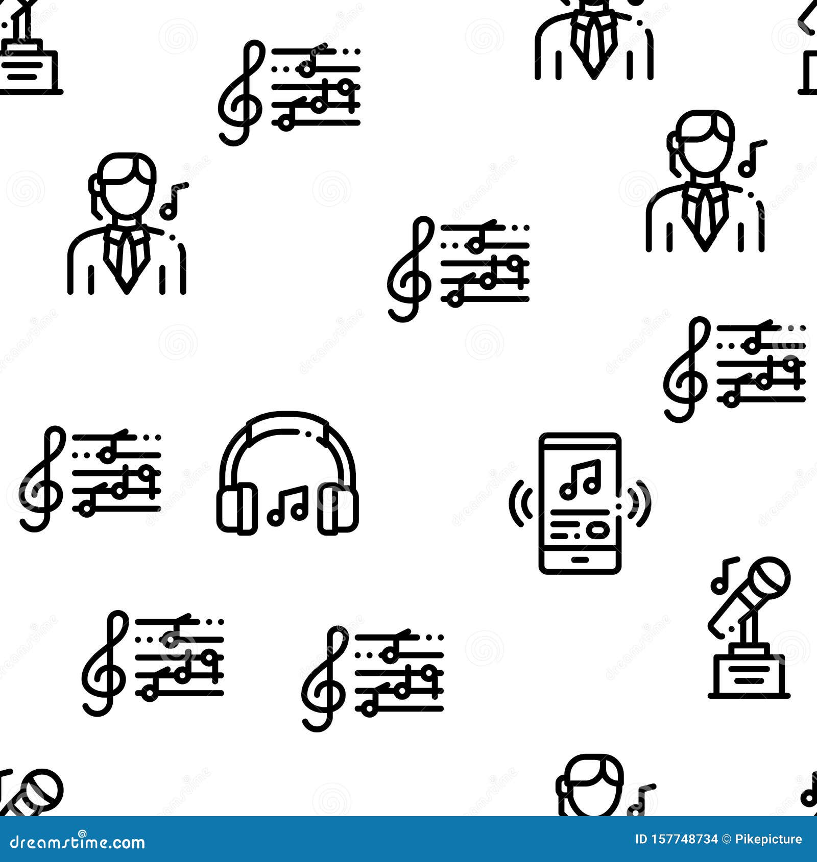 Singing Song Seamless Pattern Vector Stock Vector - Illustration of ...