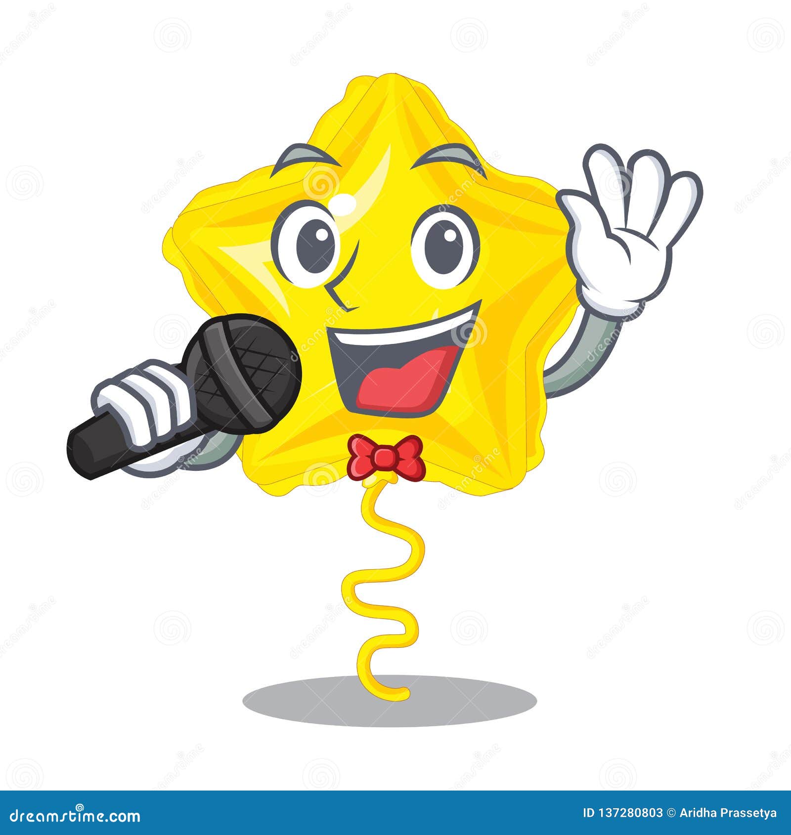 Singing Star Balloon in the Cartoon Shape Stock Vector - Illustration ...