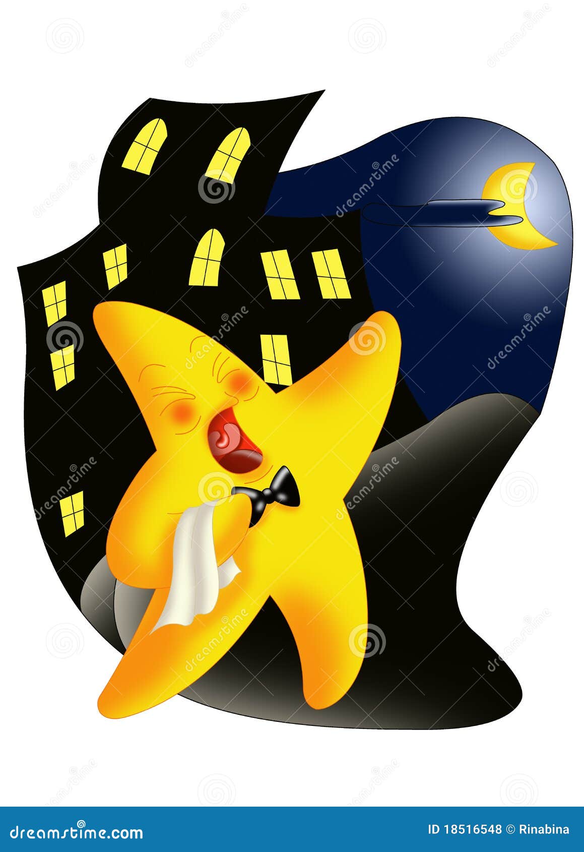 Singing to the moon stock illustration. Illustration of clouds - 18516548