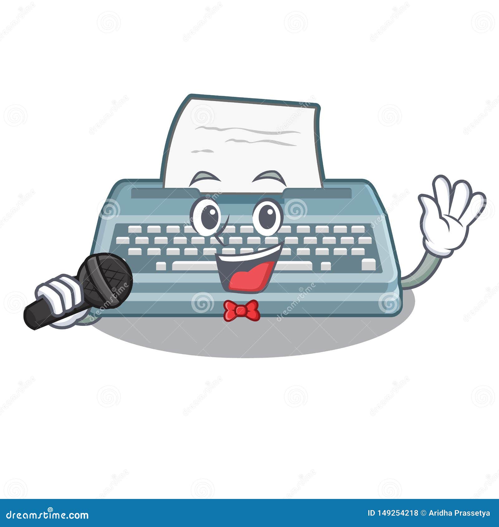 Singing Typewriter in the a Cartoon Shape Stock Vector - Illustration ...