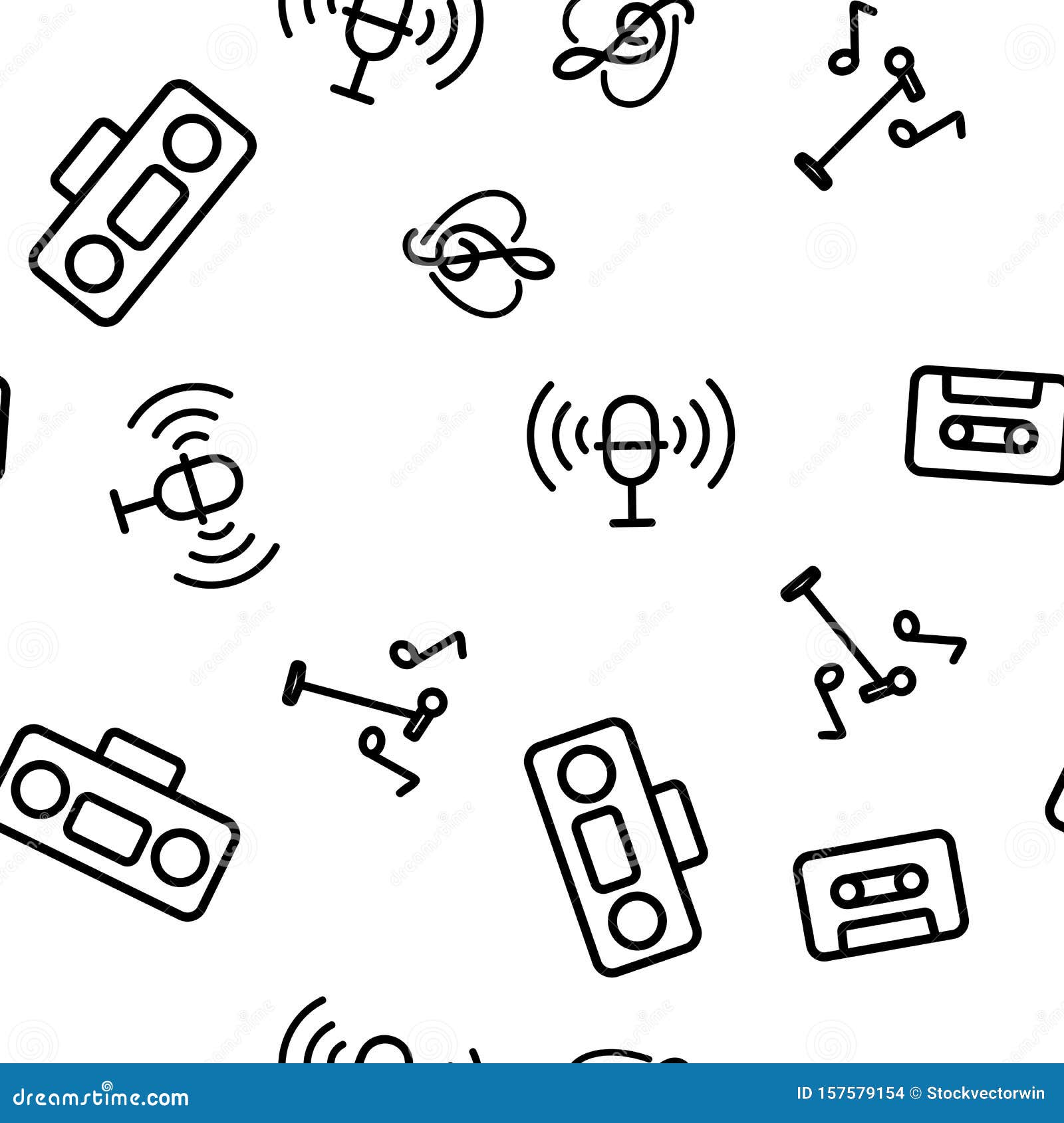 Different Singing Vector Seamless Pattern Stock Vector - Illustration ...