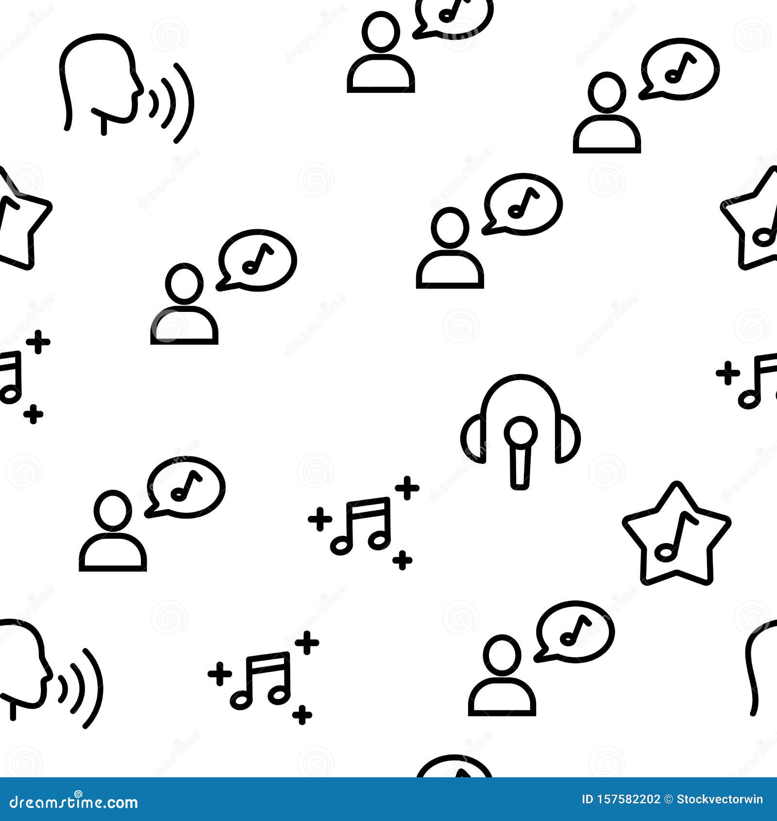 Different Singing Vector Seamless Pattern Stock Vector - Illustration ...