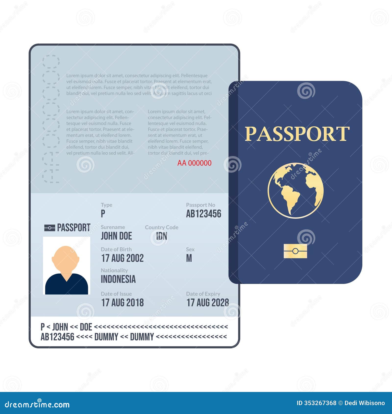Realistic Vector Template Open Passport. International Passport with ...