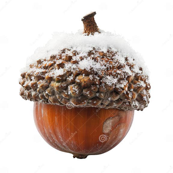 A Single Acorn Covered in a Thin Layer of Fresh Snow Stock Illustration ...