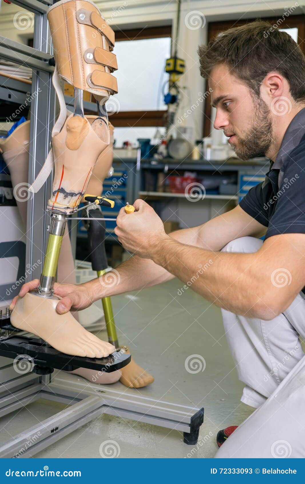 Single Adult Working on Prosthetic Leg Adjustment Stock Image - Image ...