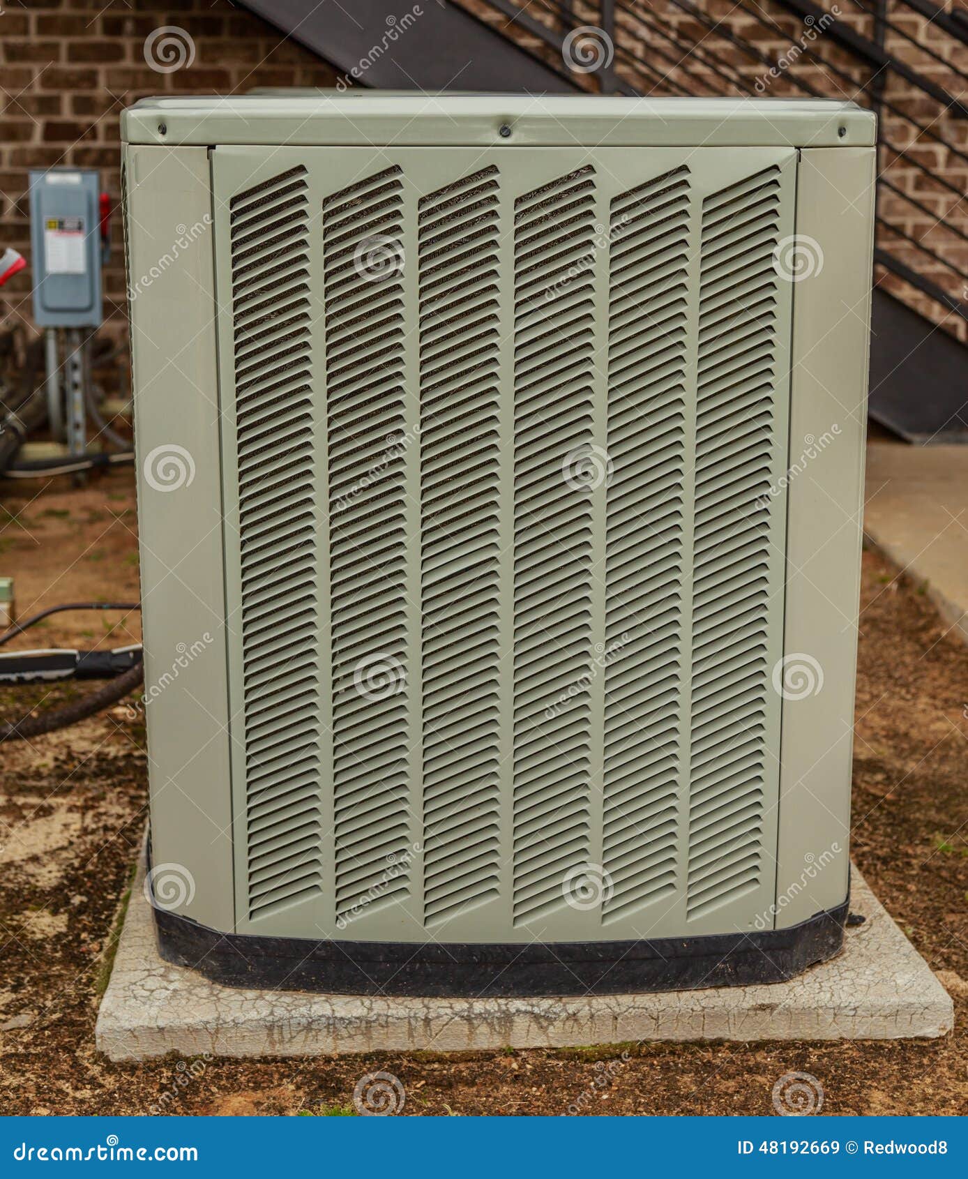 Single Air Conditioning Unit Stock Image - Image of outside, concrete ...