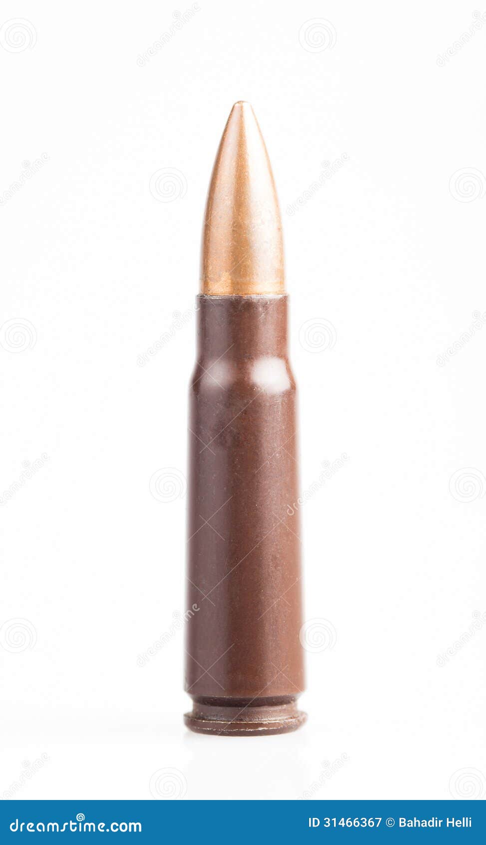 Single AK-47 bullet stock image. Image of white, isolated - 31466367