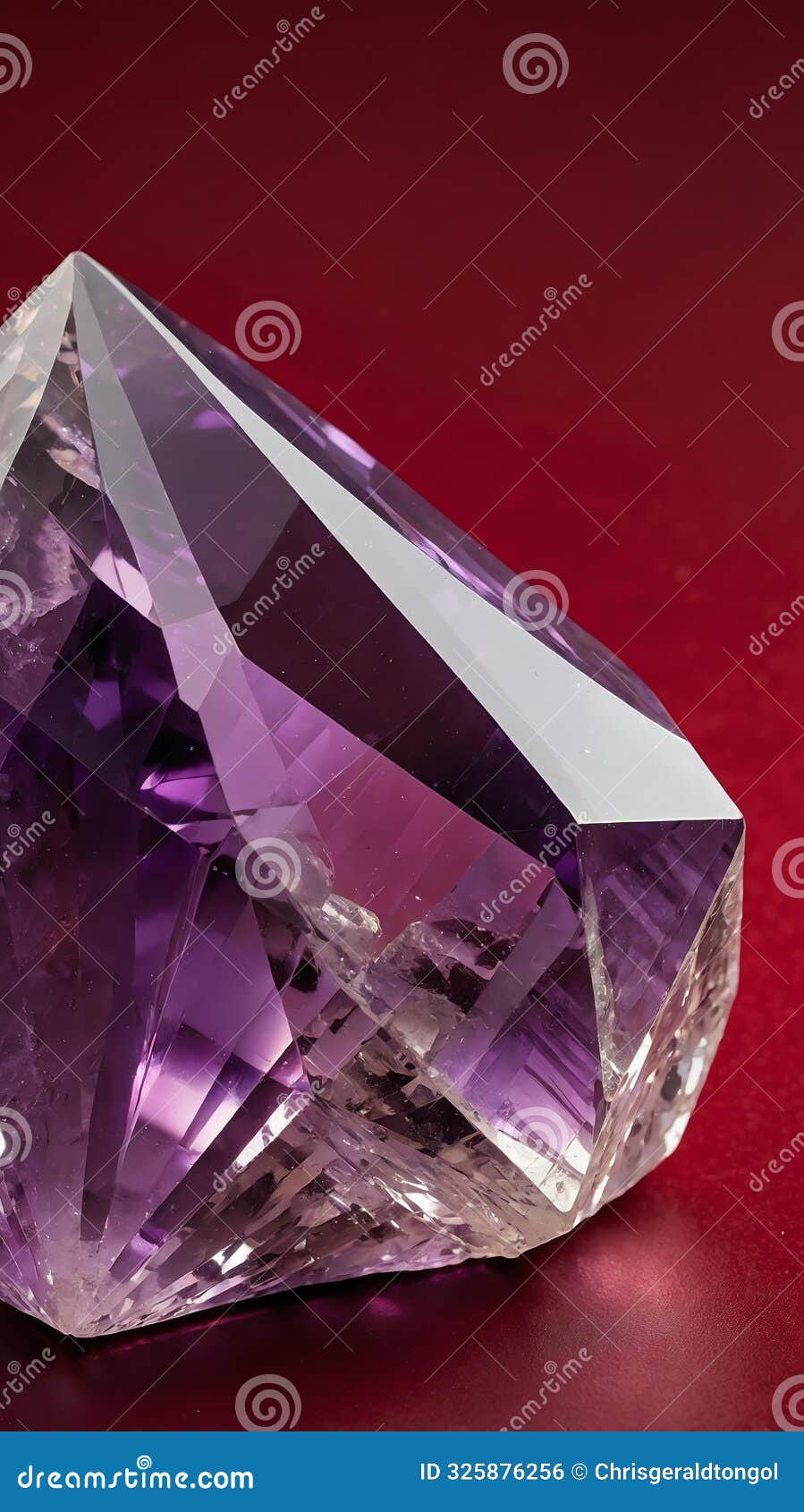 A Single Amethyst Crystal is Featured on a Pure Red Ba Ai Generated ...
